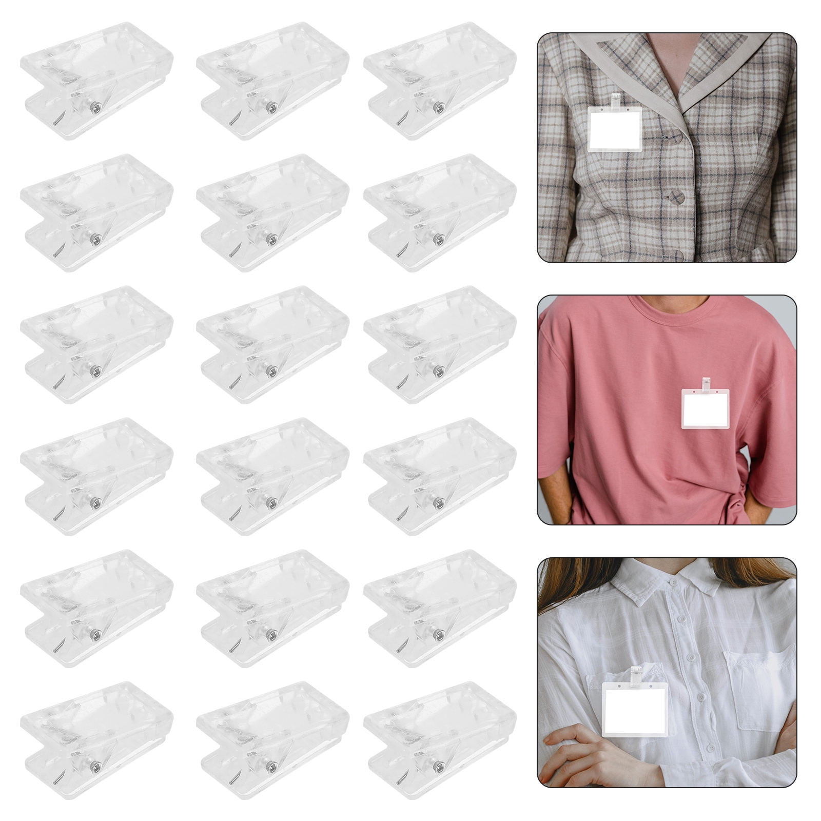 WHAMVOX 30Pcs Badge Clips for ID Cards and Name Tags with Rectangular ...