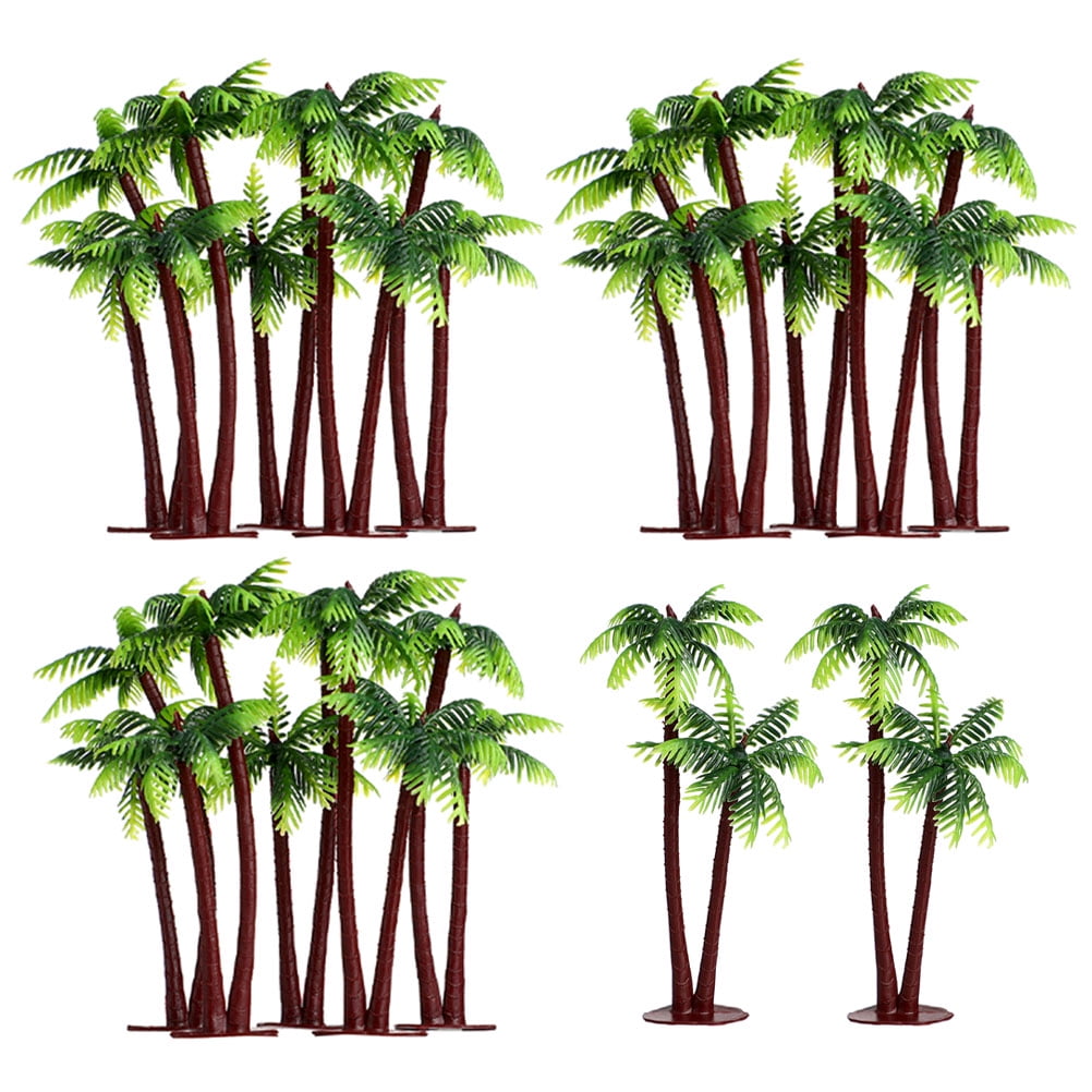 WHAMVOX 30Pcs Plastic Coconuts Tree Aquarium Plants Ornament Mini Resin ...