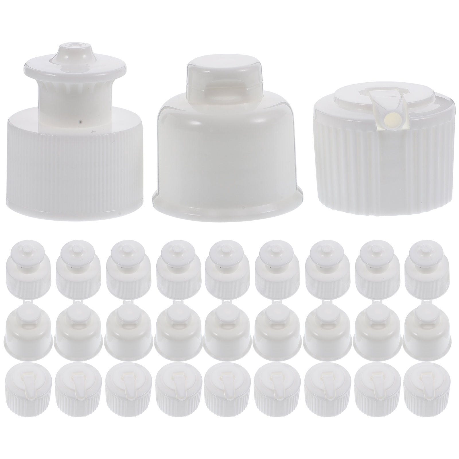 WHAMVOX 30Pcs Round White Plastic Lids for Water Bottle Spouts Anti ...
