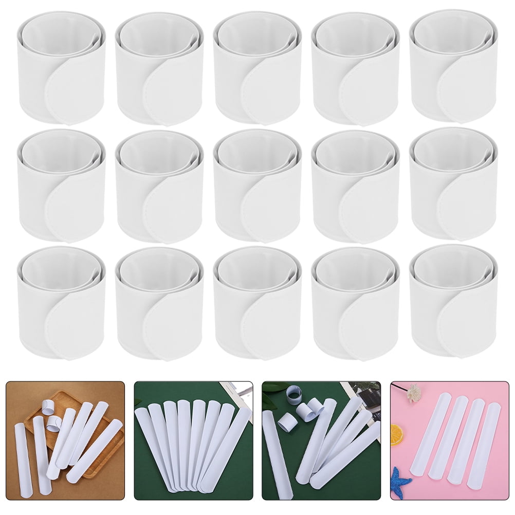 WHAMVOX 30Pcs White Slap Bracelets DIY Slap Bands Kids Slap Bracelets ...