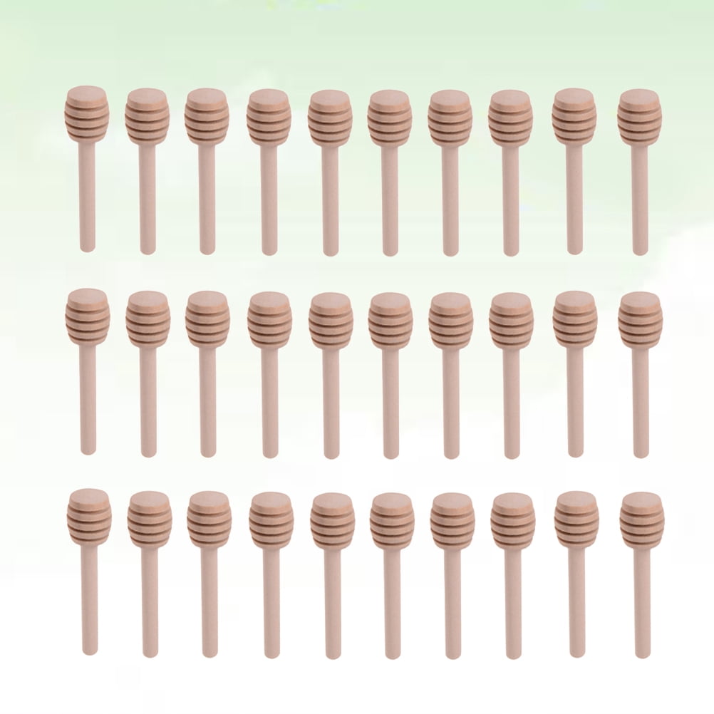 WHAMVOX 30pcs 8cm Long Mini Wooden Honey Stick Honey Dippers Honey ...