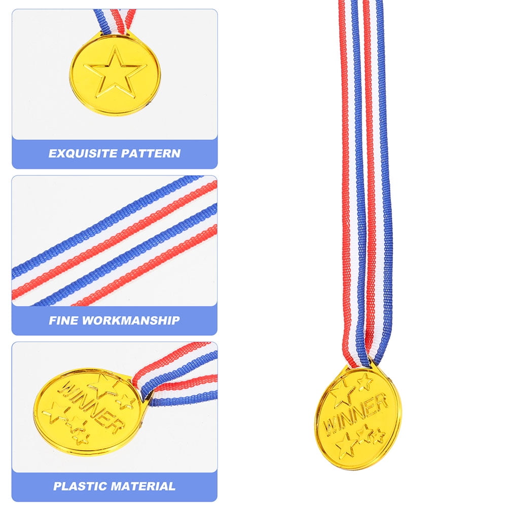 Luxshiny Kids Medals Plastic Gold Reward School Competition 36Pcs 1.7x1 ...