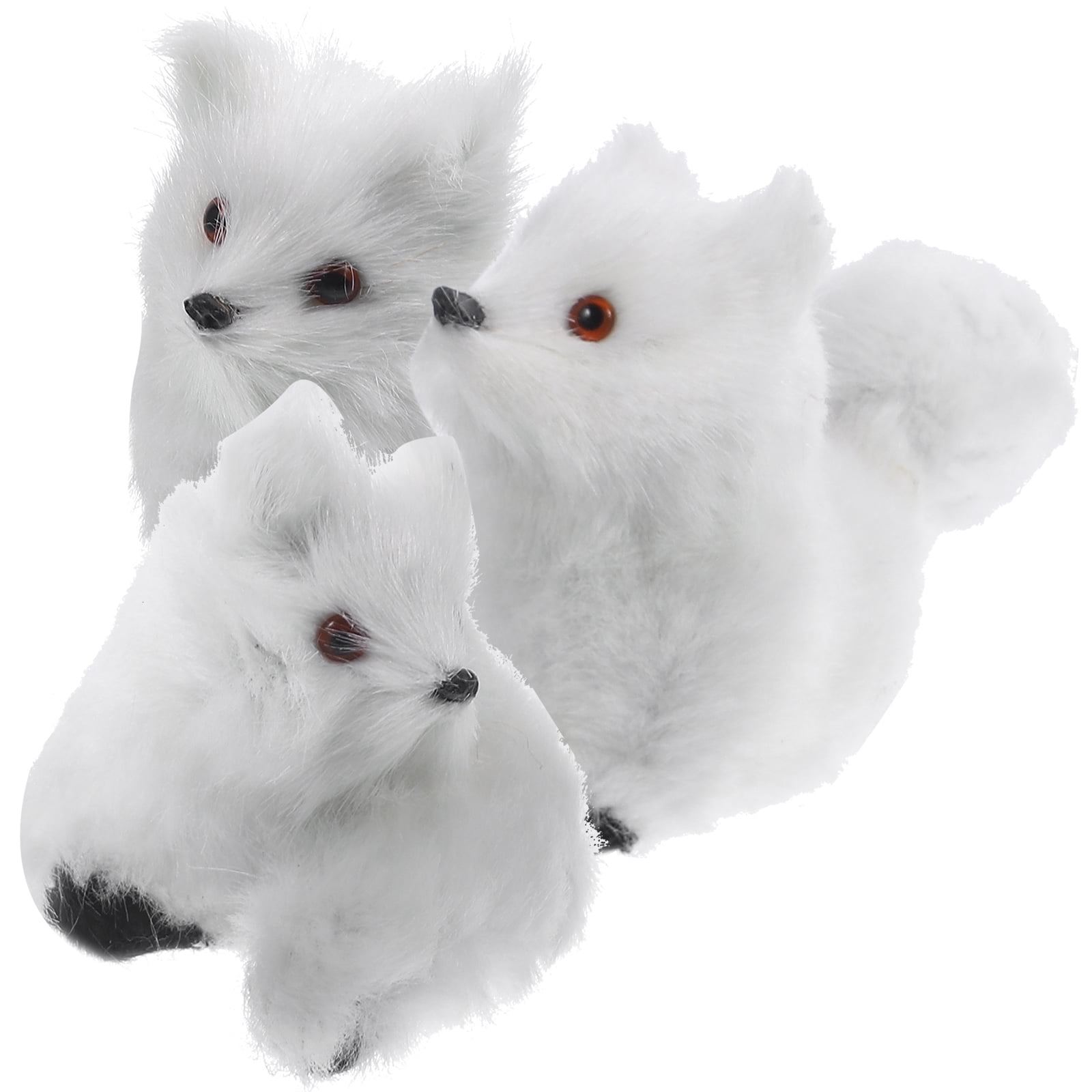 WHAMVOX 3Pcs Small Plush Fox Figurines Vivid Mini Fox Statue Realistic ...