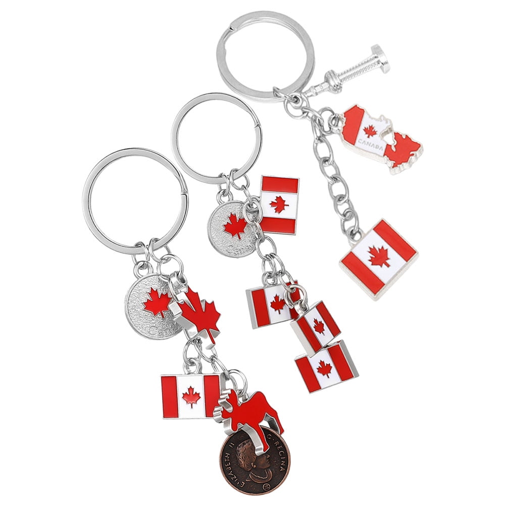 WHAMVOX 3pcs Maple Leaf Keychain Canada Day Party Souvenir Key Ring ...