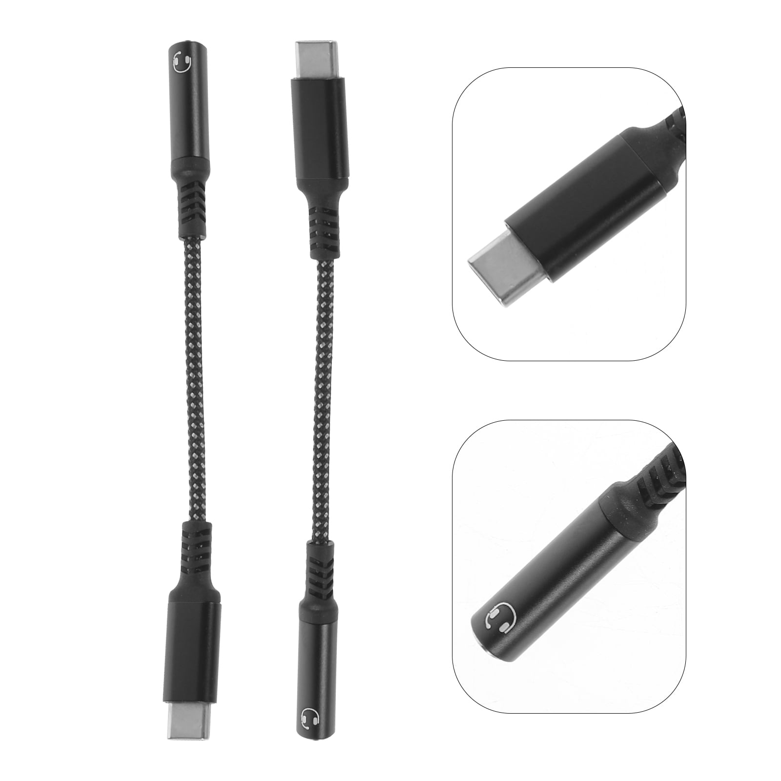 WHAMVOX 3pcs Mobile Phone Adapter Cables Type-C To 3.5mm Jack Cable ...