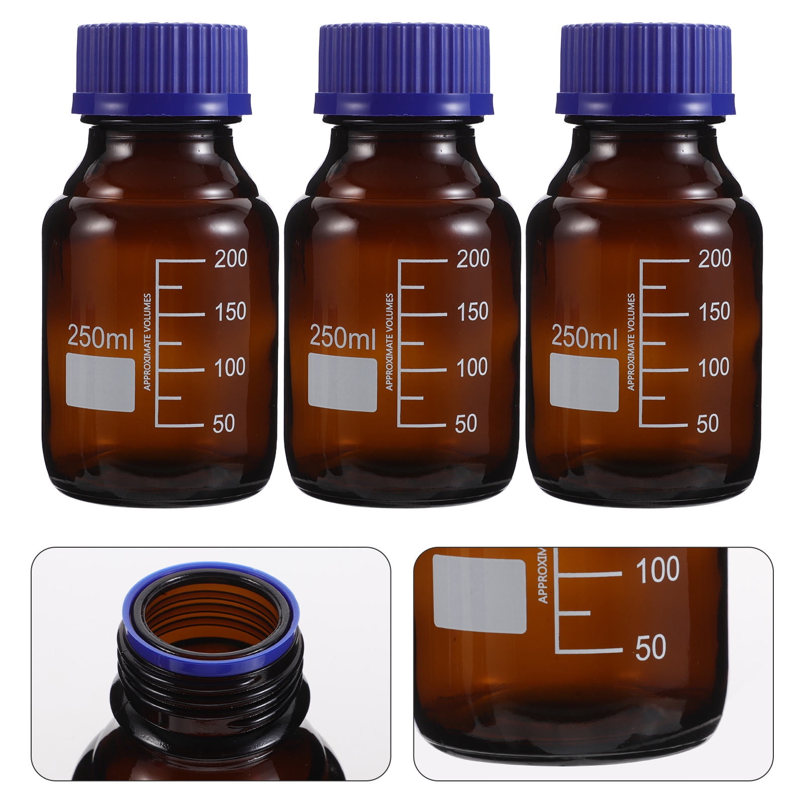 WHAMVOX 3pcs Small Glass Bottles Reagent Bottles With Graduated ...