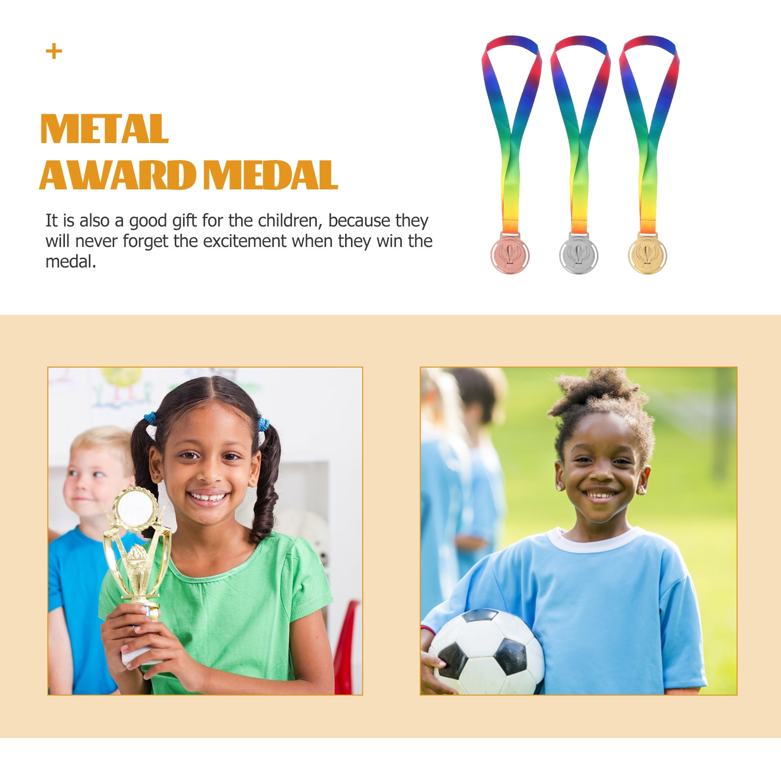 WHAMVOX 3pcs Trophy Pattern Medal Gold Silver Bronze Medals Hanging ...