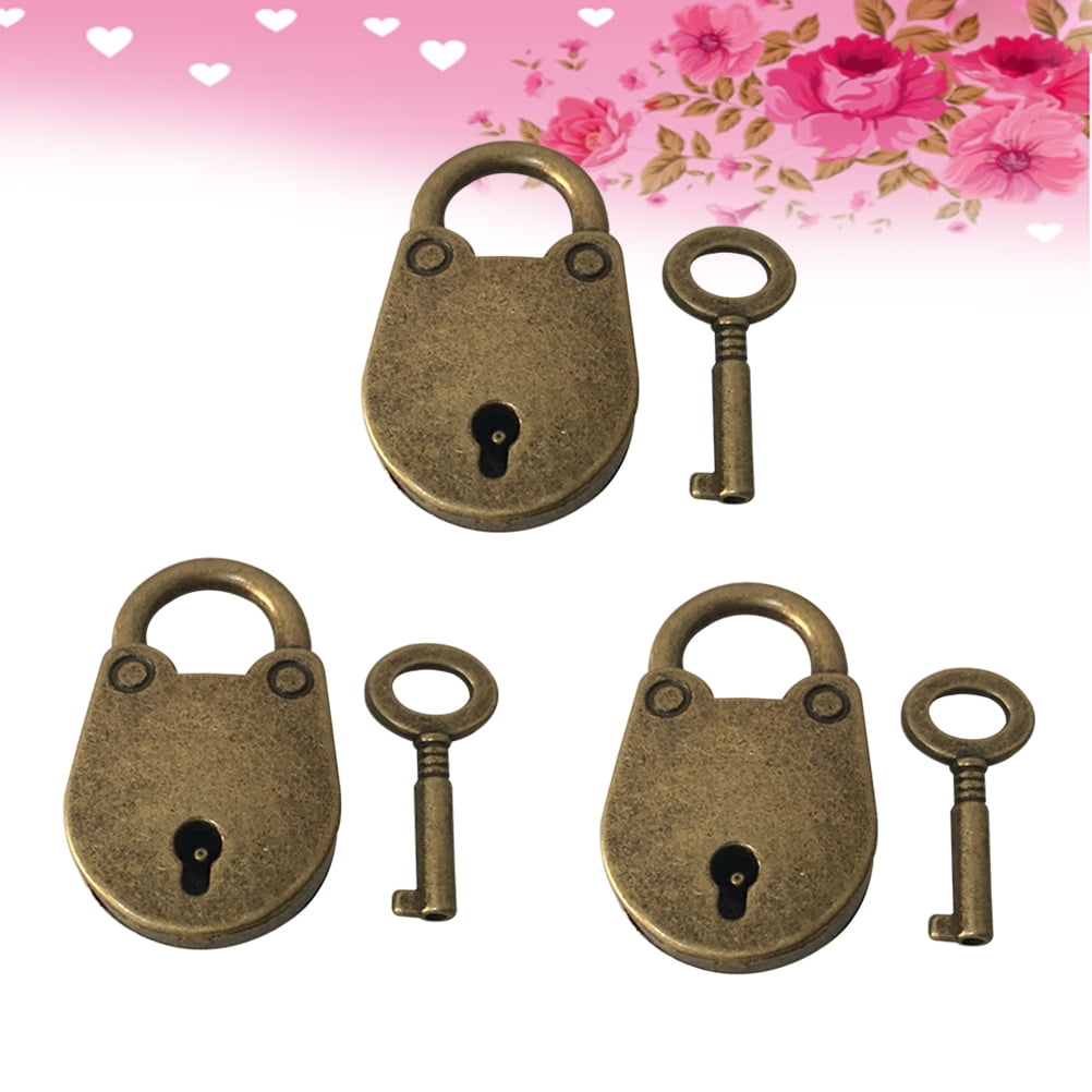 WHAMVOX 3pcs Vintage Antique Style Mini Bear Head Archaize Padlocks Key ...