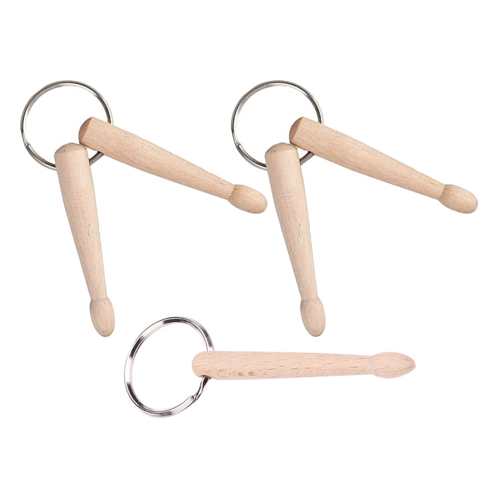 WHAMVOX 3pcs Wood Drumsticks Keychain Drum Sticks Pendant Keychain ...