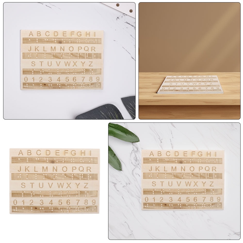 WHAMVOX 3pcs Wooden Braille Alphabet Board With Dots For Beginners ...