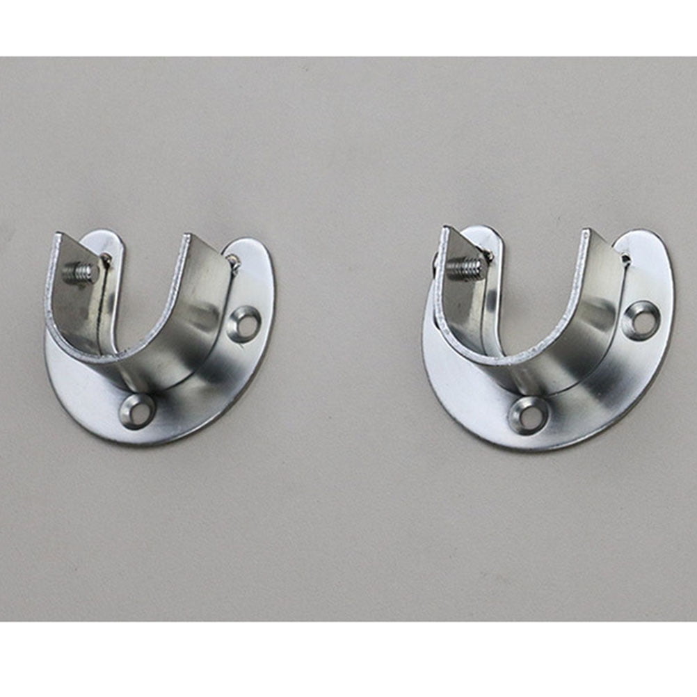 WHAMVOX 4 PC Closet Clothes Rail Round Tube Bracket Hanger Rod Curtain ...