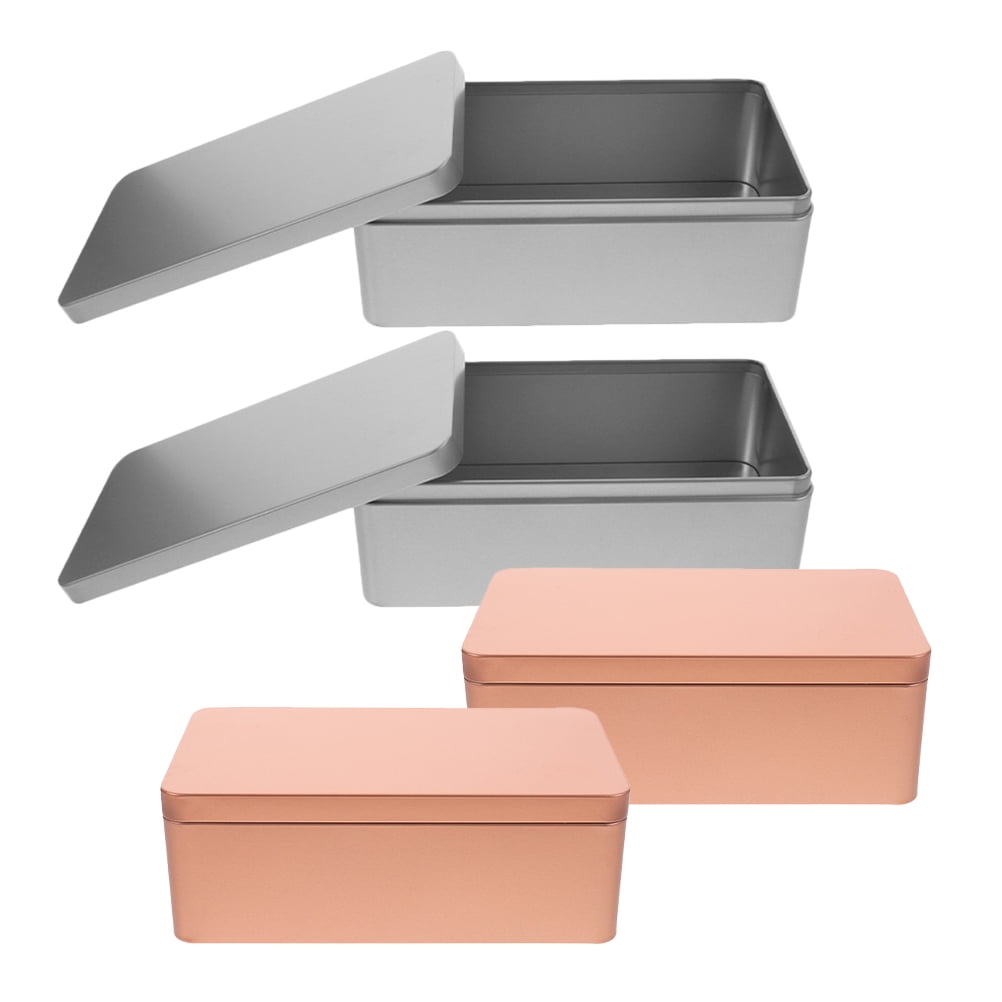 WHAMVOX 4 PCS Tinplate Box Containers Square Storage Tins with Lids ...