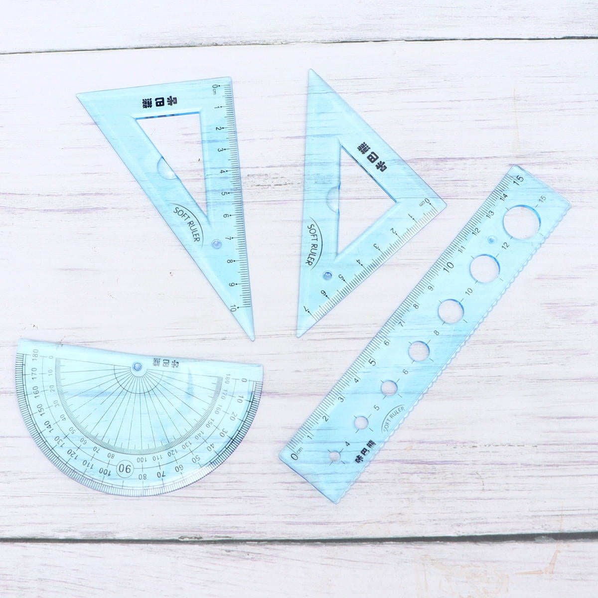 WHAMVOX 4 Pcs/1 Foldable Ruler Bendable Rulers Transparent Blue Student ...