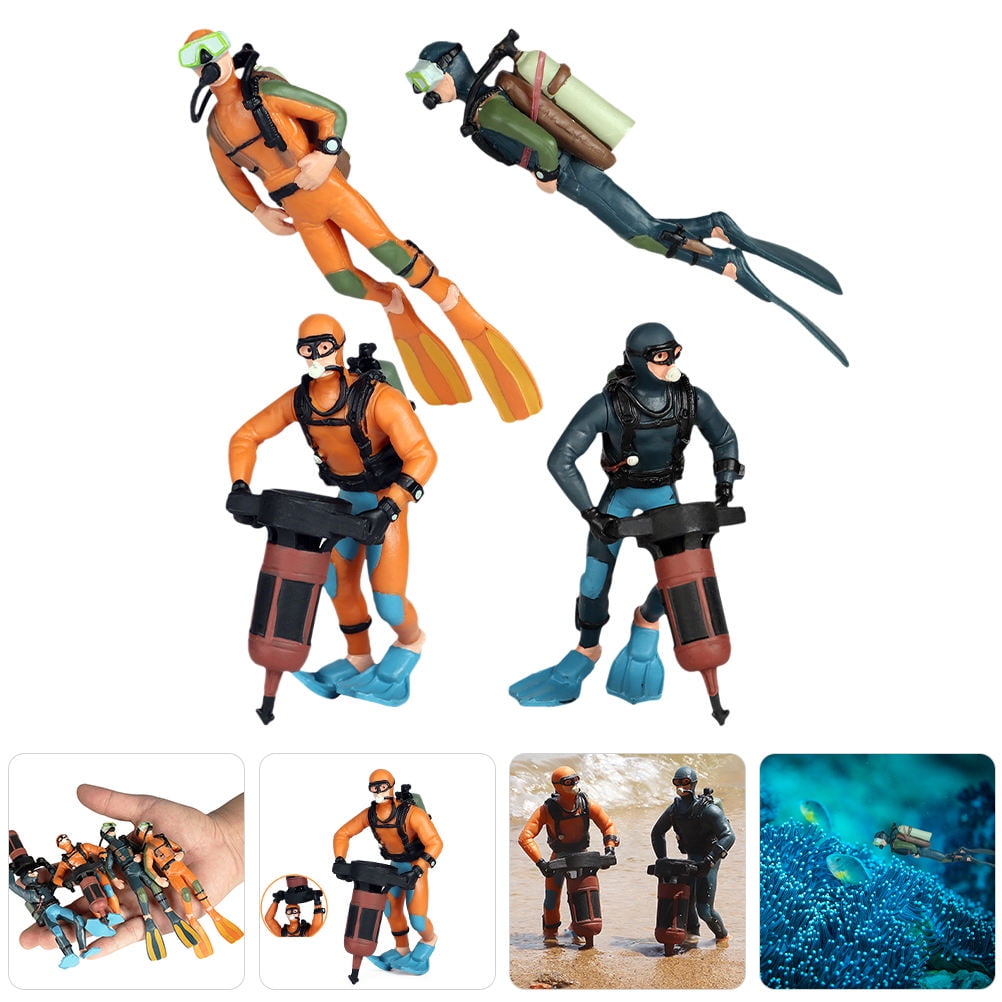 YSNOOWE Plastic Diver Statue Assorted Color For Plant Pot Decoration 4Pcs 5.89X1.97X1.57in ...