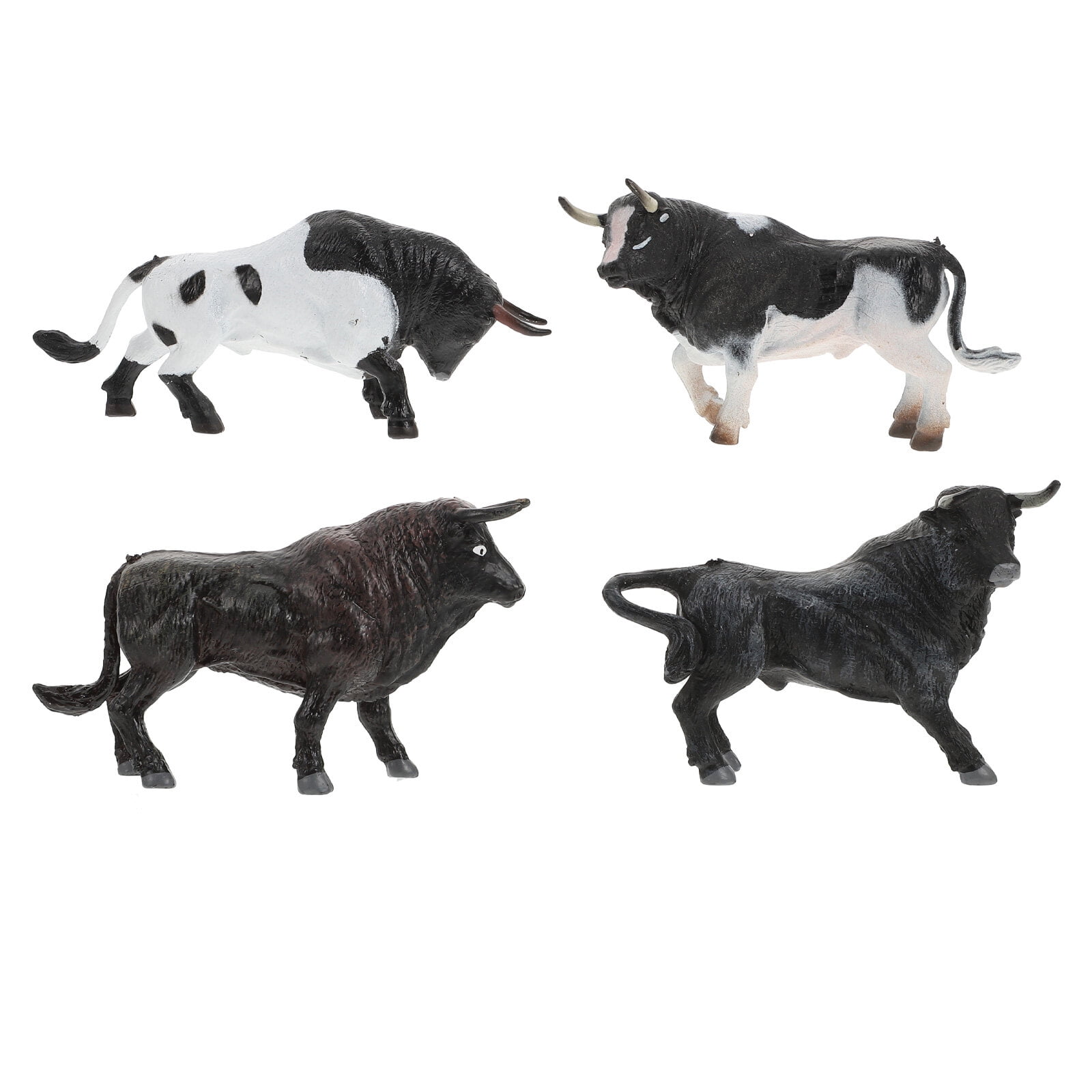 WHAMVOX 4 Pcs Animal Toys Small Bull Figurines Model Lifelike Cow ...