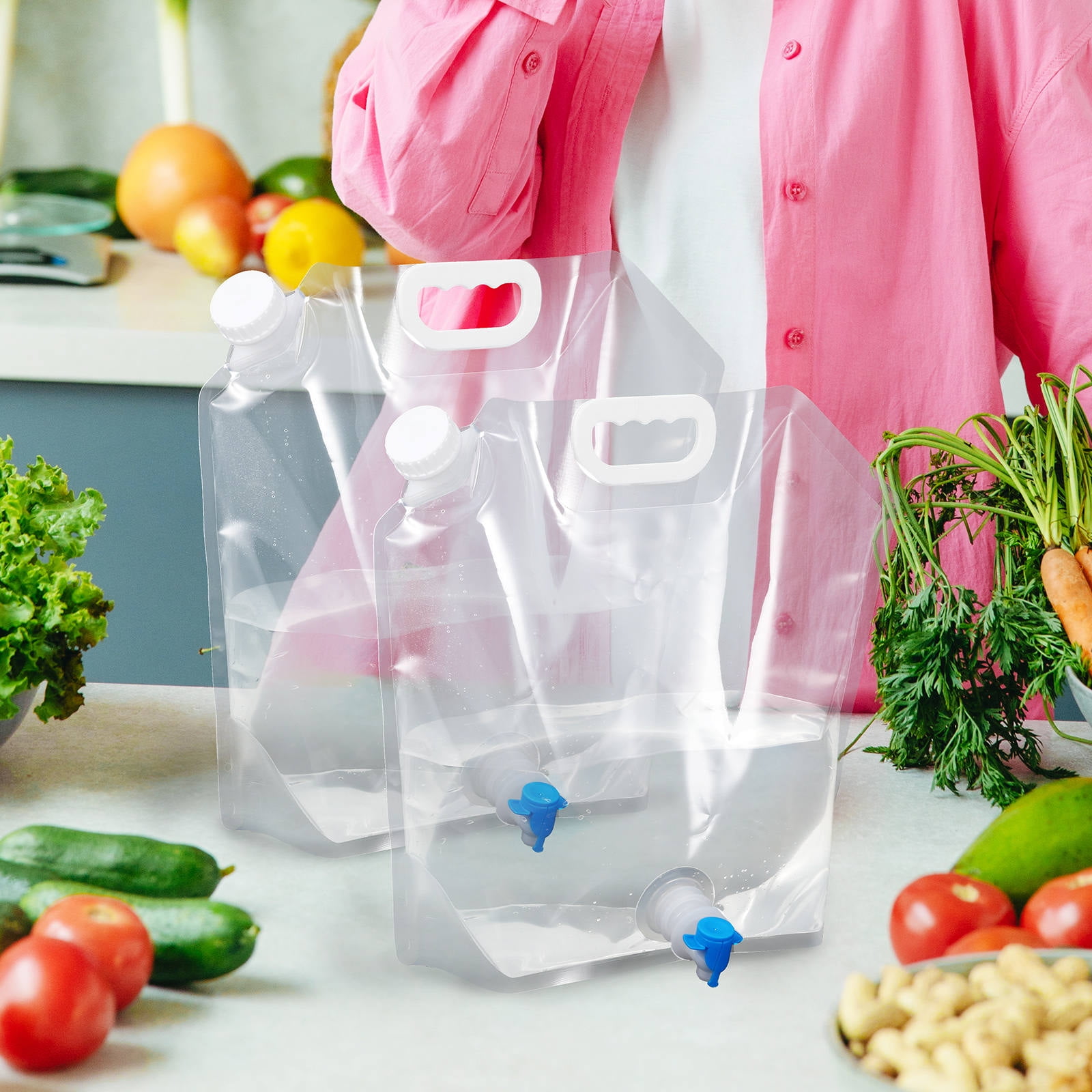 WHAMVOX 4 Pcs Bottles Transparent Water Container Comfort Handle Water ...