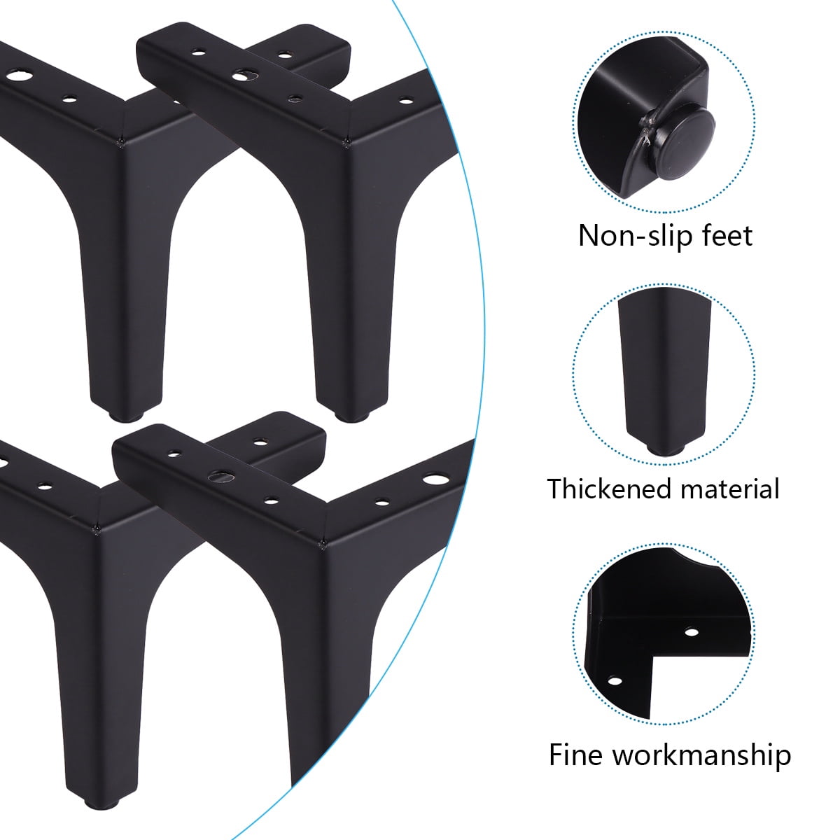WHAMVOX 4 Pcs Cabinet Leg Furniture Support Feet Risers Steel Black ...