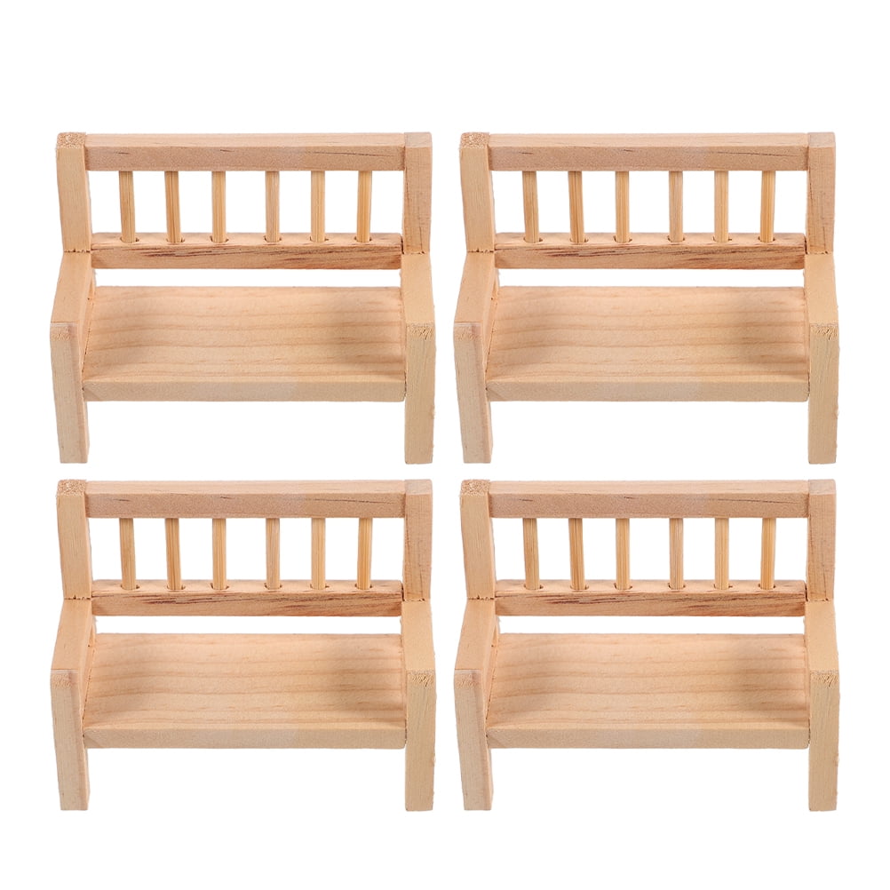 WHAMVOX 4 Pcs Cute Doll Furniture Garden Bench Model Child 8.00X6.20X3 ...