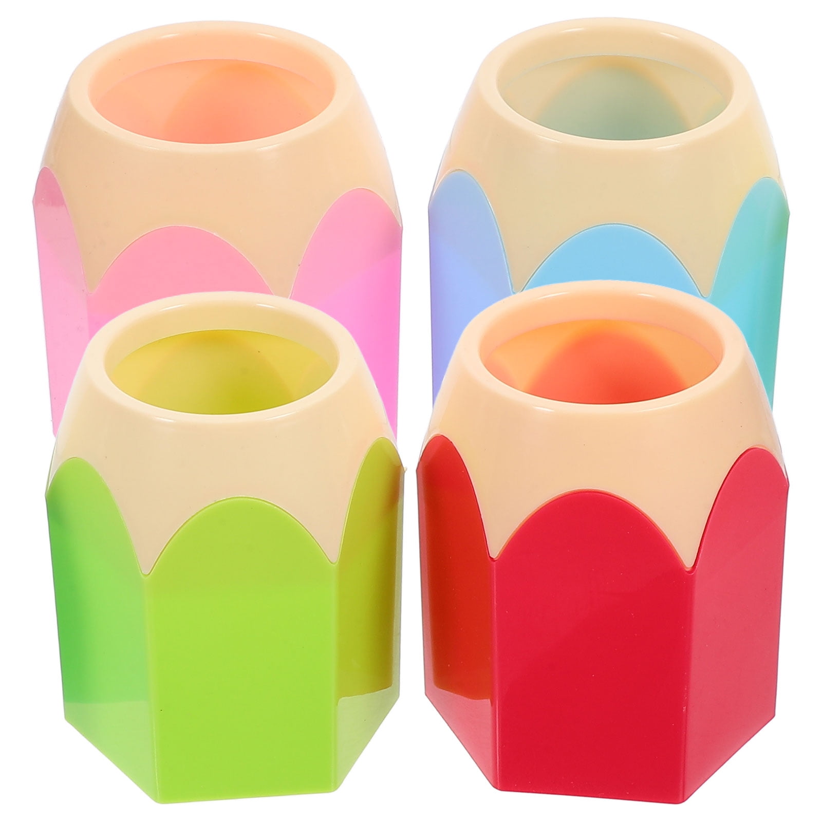 SEWCHICS Pencil Shaped Pen Holders Red Abs 4Pcs Office Decor Item ...