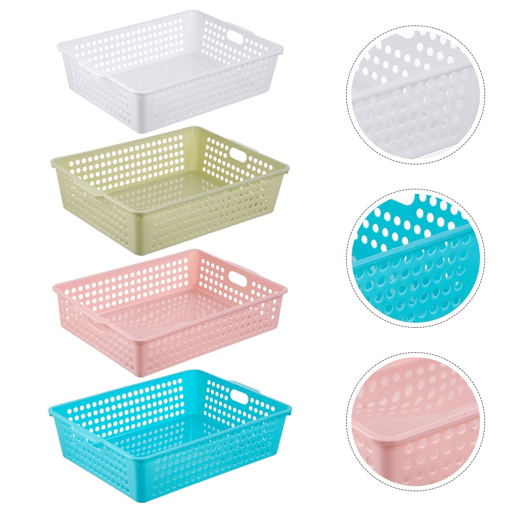 WHAMVOX 4 Pcs File Storage Basket Organiser Garbage Bin Baskets Office ...