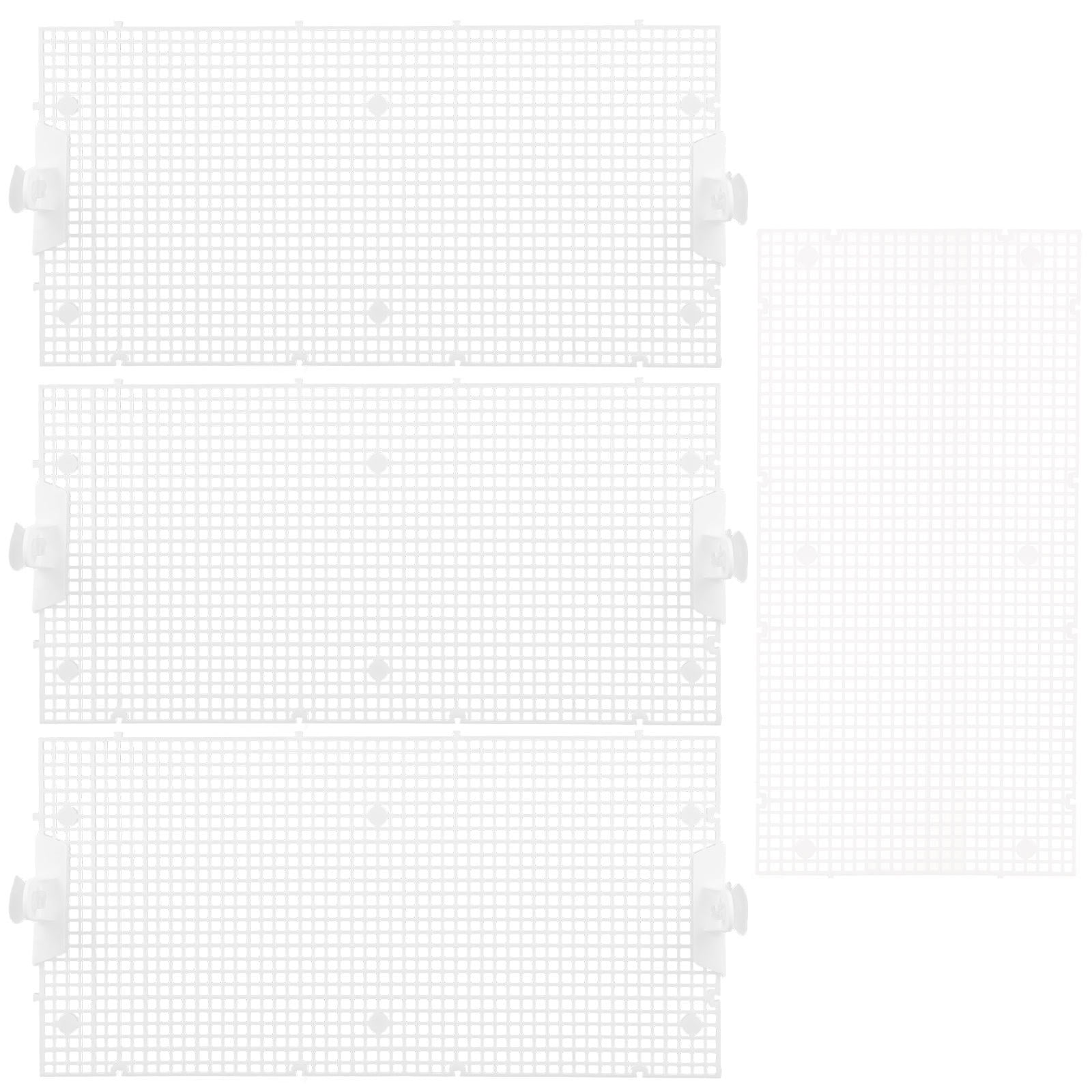WHAMVOX 4 Pcs White Plastic Fish Tank Grid Covers with Cups for ...