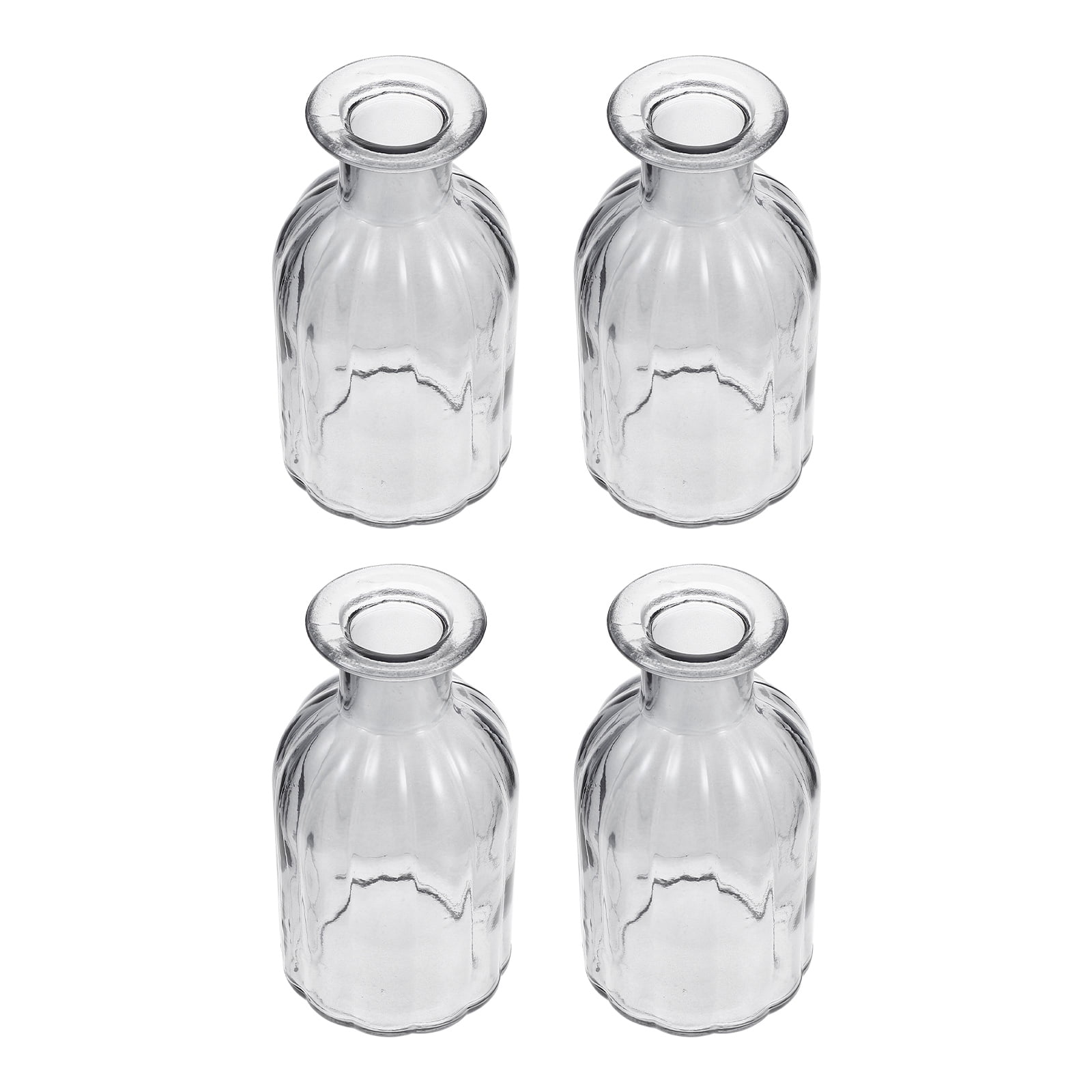 COMPUKAS 4 Pcs Grey Glass Vases Hydroponic Flower Storage Small ...