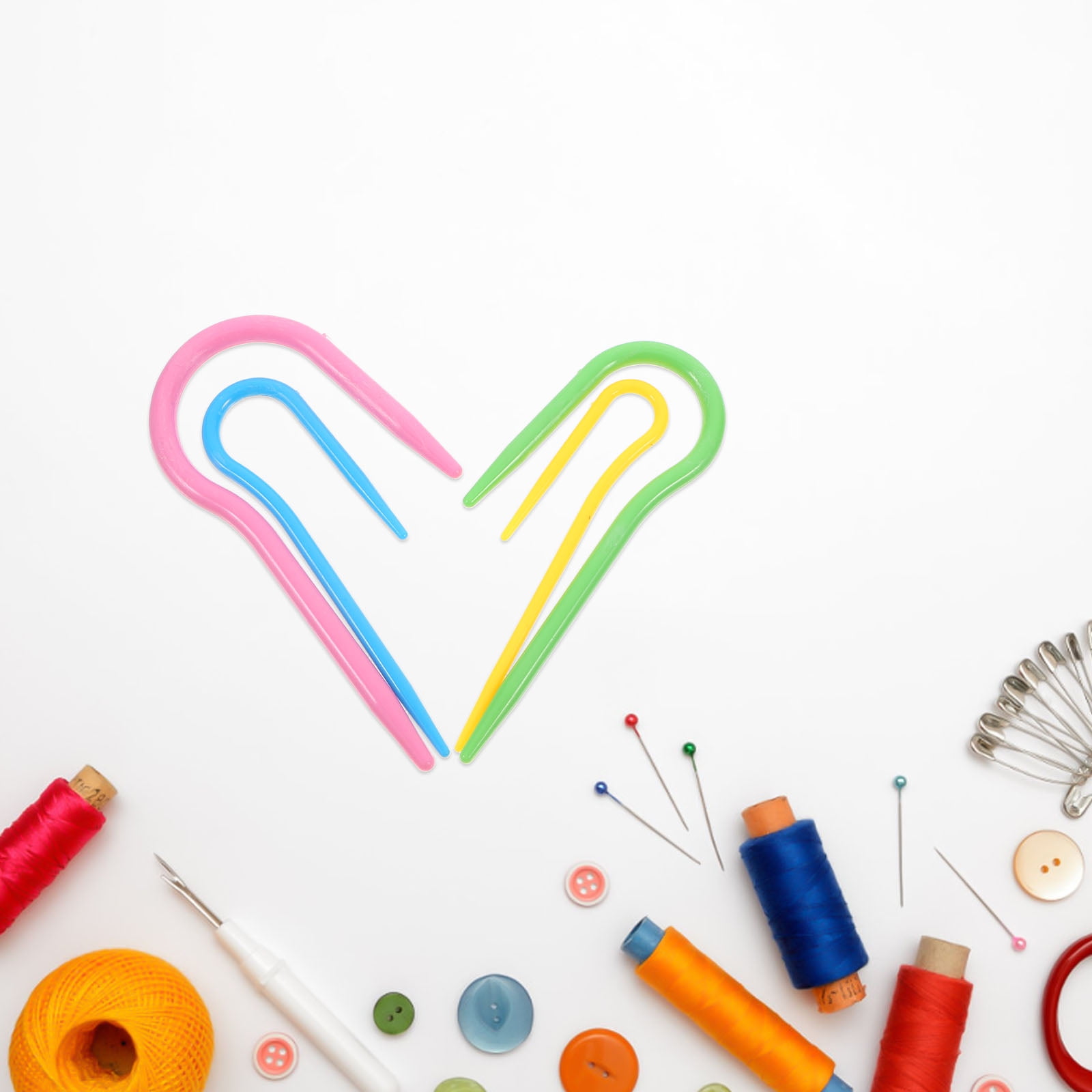 WHAMVOX 4 Pcs Knitting Cable Needles Crochet Accessories Tools U-shaped ...