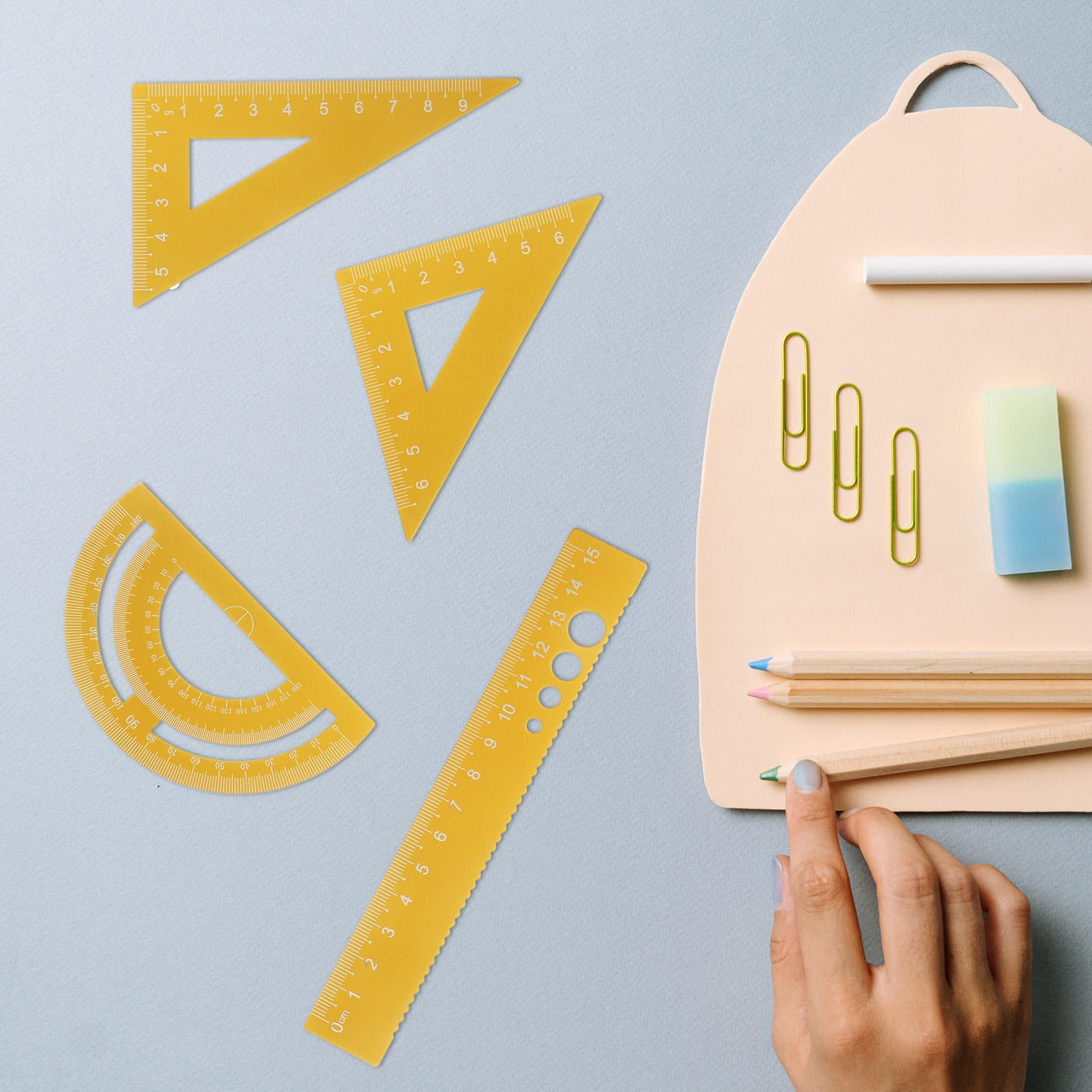 WHAMVOX 4 Pcs Ruler for Students Protractor Scale Inches Office Coffee ...