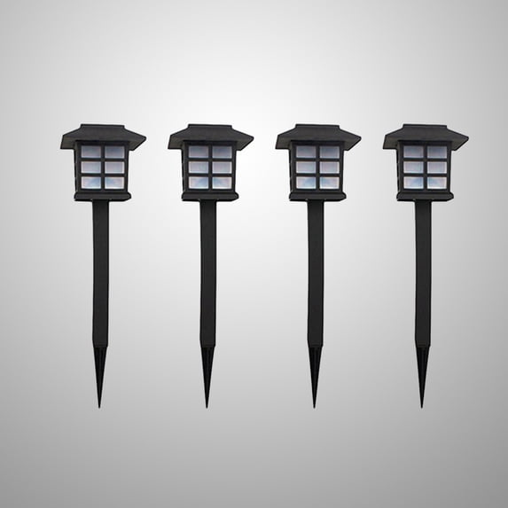 WHAMVOX 4 Pcs Small Outdoor Solar Post Lights Floor Lamp Waterproof ...