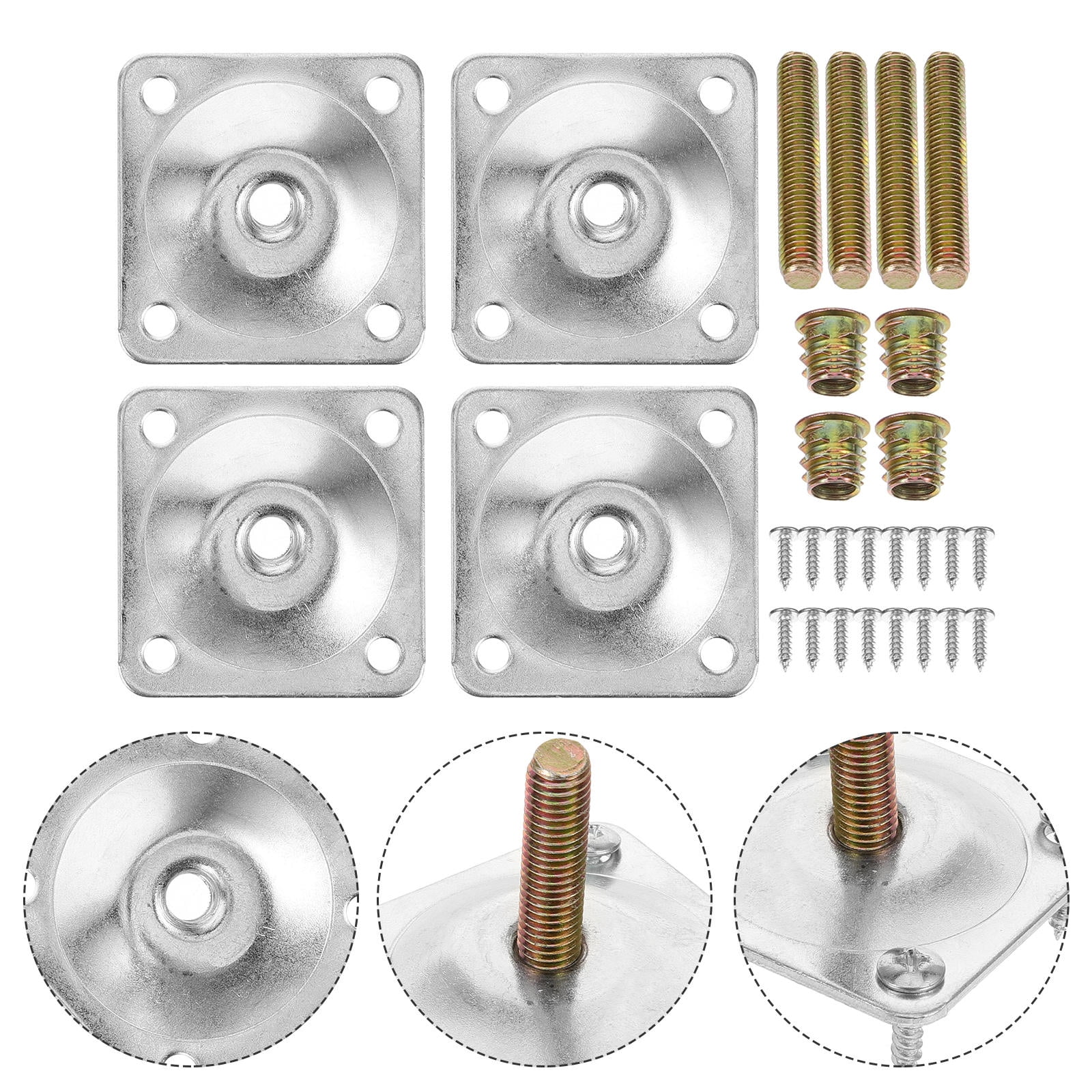 WHAMVOX 4 Sets Couch Legs Attachment Plates Furniture Risers Bracket ...