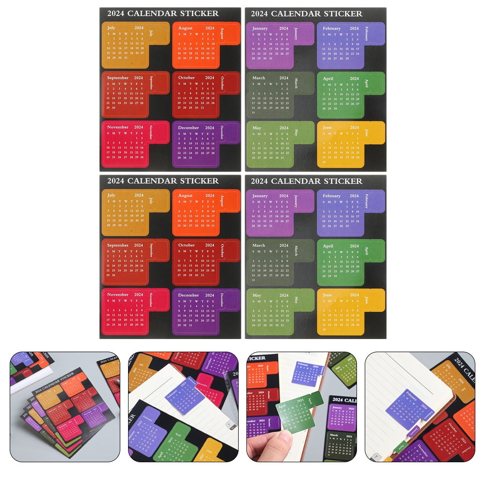 WHAMVOX 4 Sheets of Self Adhesive Calendar Stickers Notepad Calendar ...