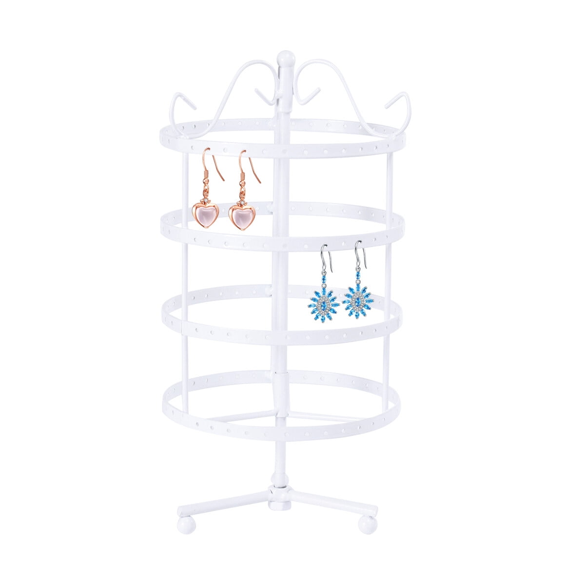 WHAMVOX 4 -Tier Earring Display Stand Jewelry Organizer Rotating White ...