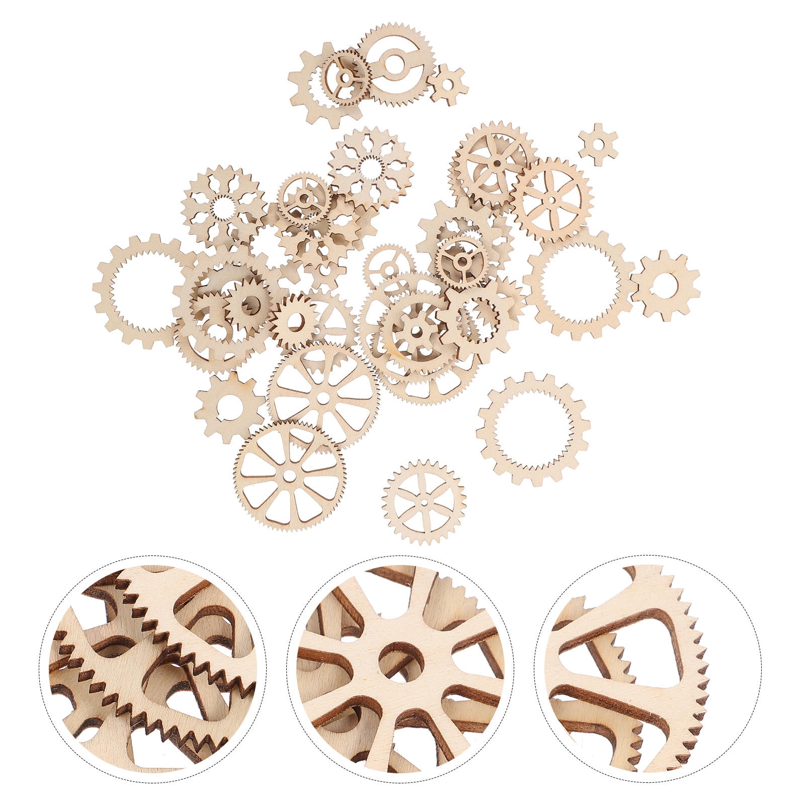 WHAMVOX 40 PCS Wooden Gear Scrapbooking Supplies Letters for Crafts ...