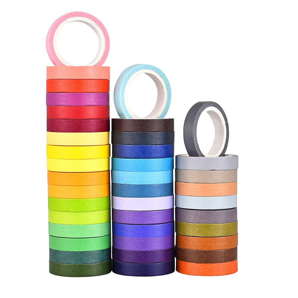 WHAMVOX 40 Pcs Journal Stickers Tape Color Rainbow Colorful Paper Tapes ...