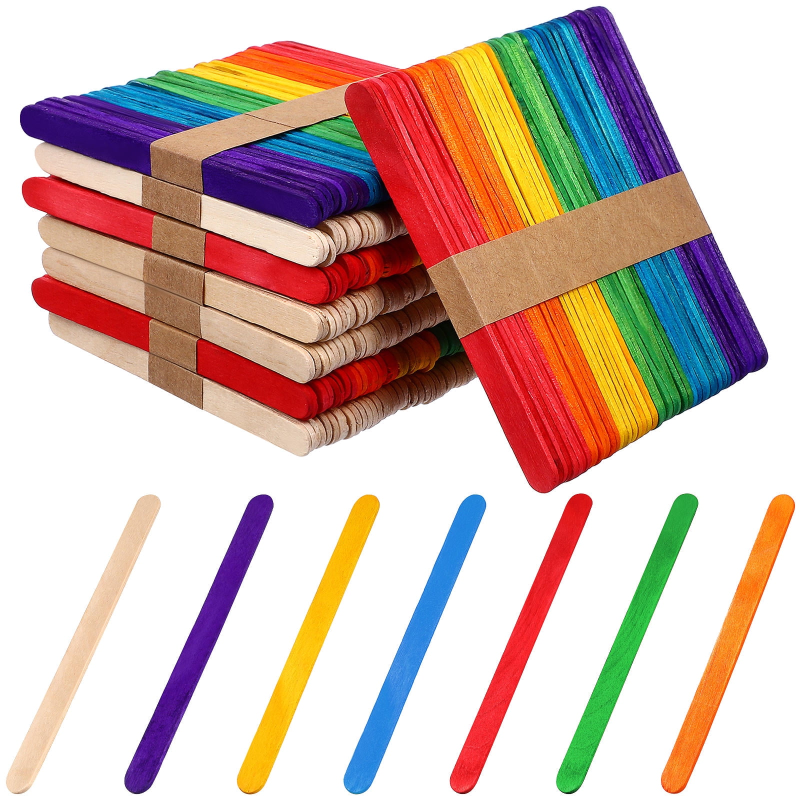 WHAMVOX 400 Pcs Reusable Popsicles Sticks Natural Wood Educational Tool ...