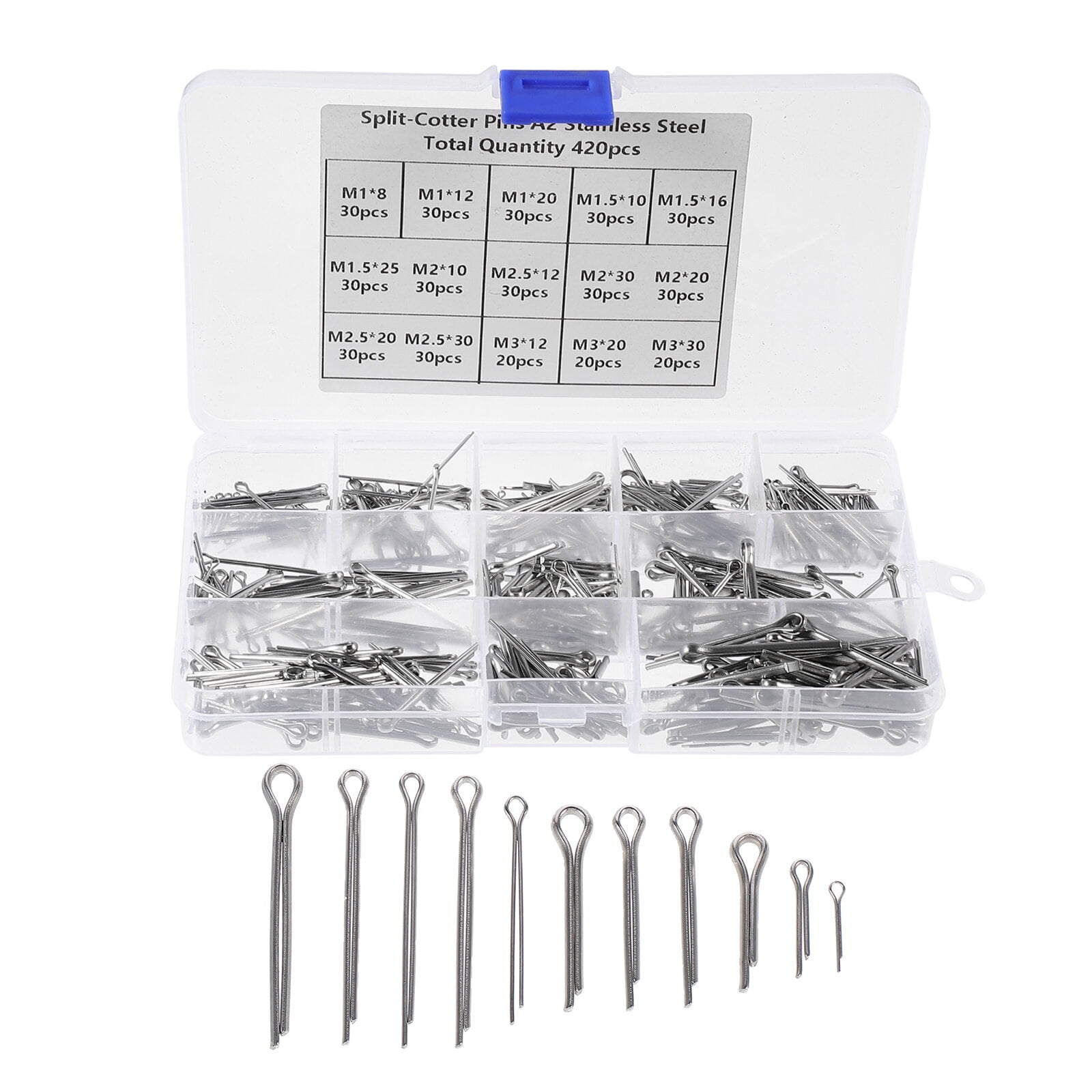 WHAMVOX 420 Pcs Clip Key Stainless Steel Opening Pin Set Fastener 17 ...