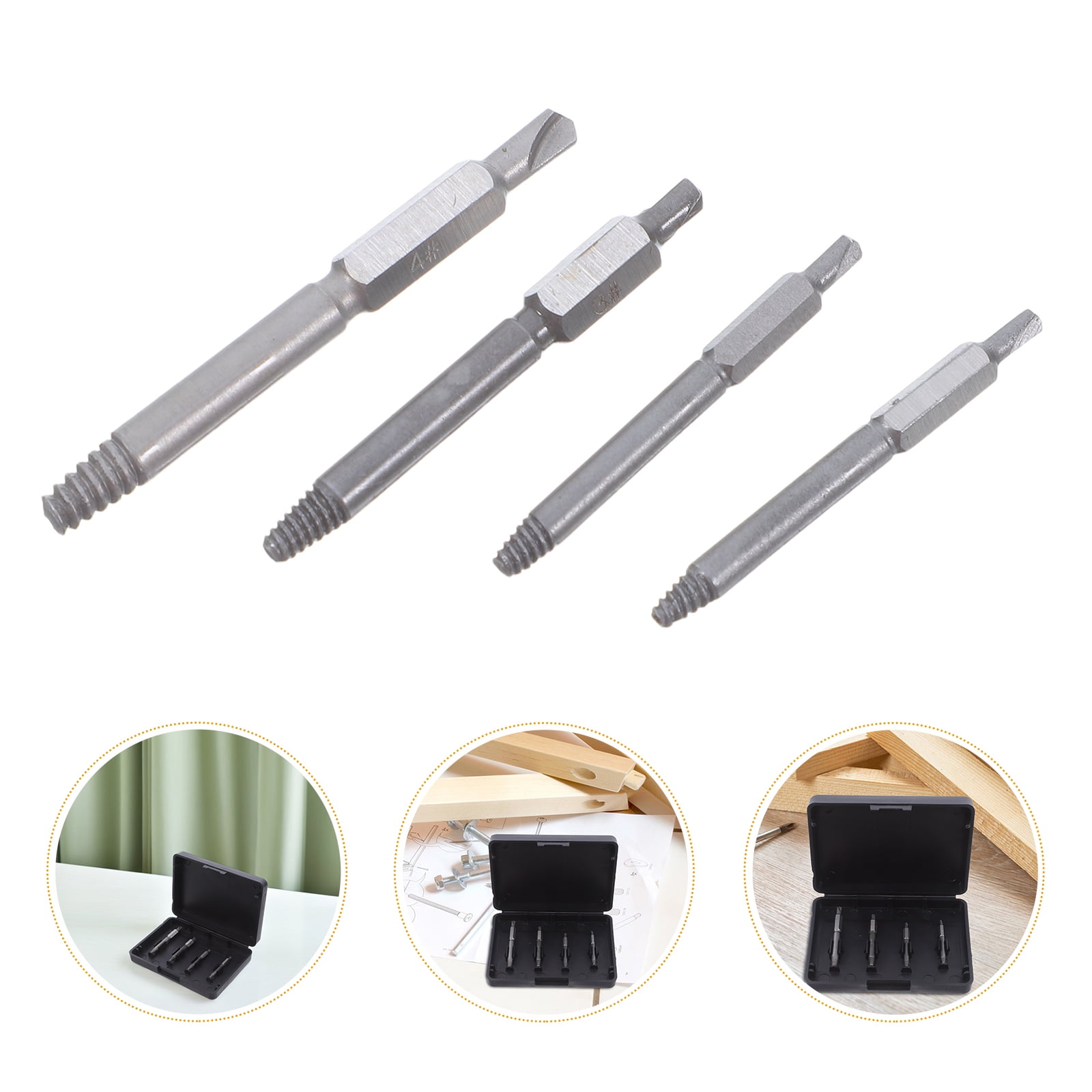 WHAMVOX 4PCS Spiral Bolt Extractor Double-Ended Screw Extractor Set ...