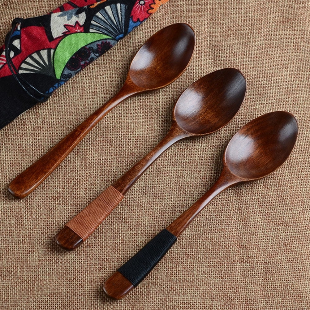 WHAMVOX 4Pcs Chinese Wood Soup Spoons Bamboo For Dining And Small ...