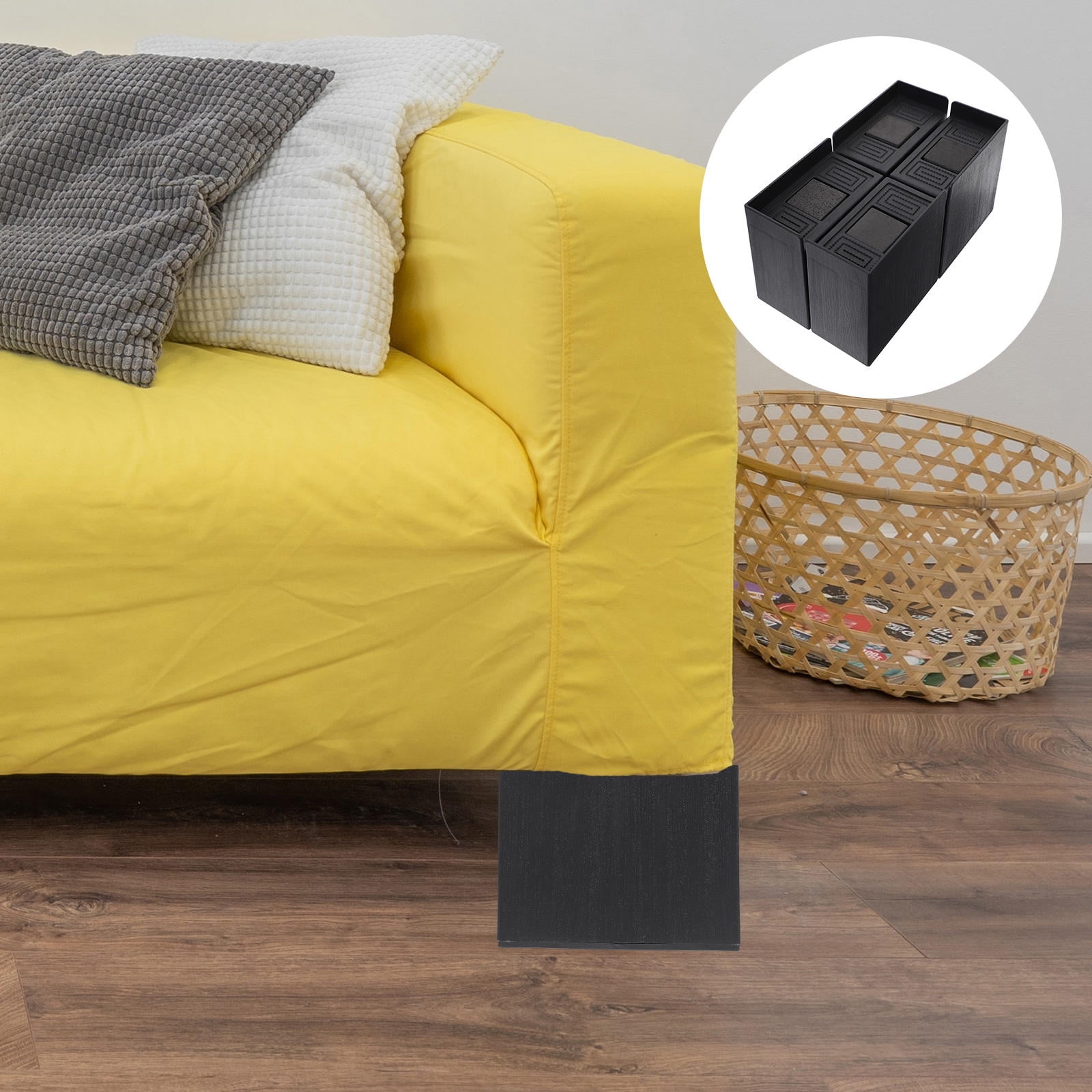 WHAMVOX 4Pcs Furniture Lifter Bed Risers Blocks Heavy Duty Rubber ...