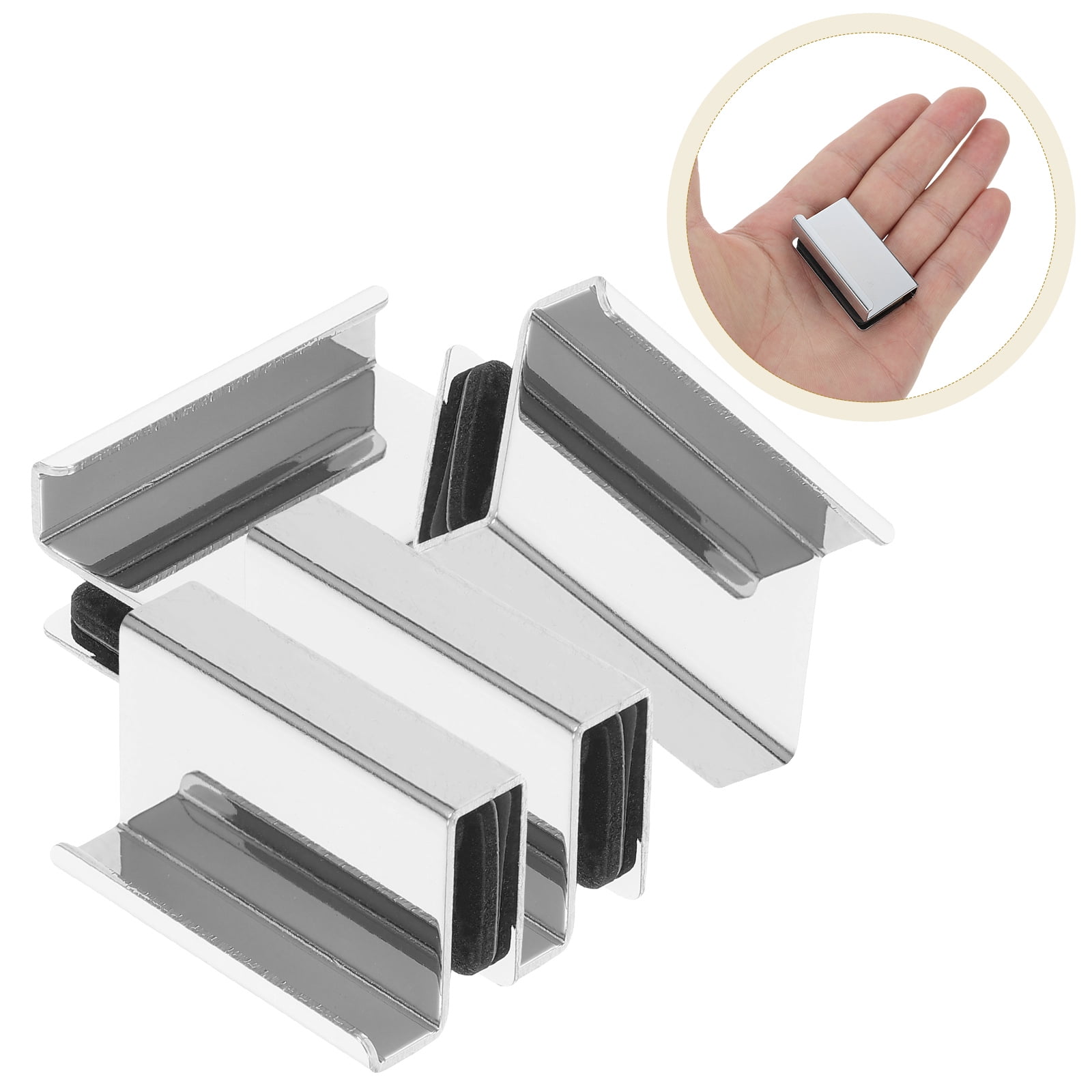 WHAMVOX 4Pcs Minimalist Glass Door Handle Clip in Silver Grip for Glass ...
