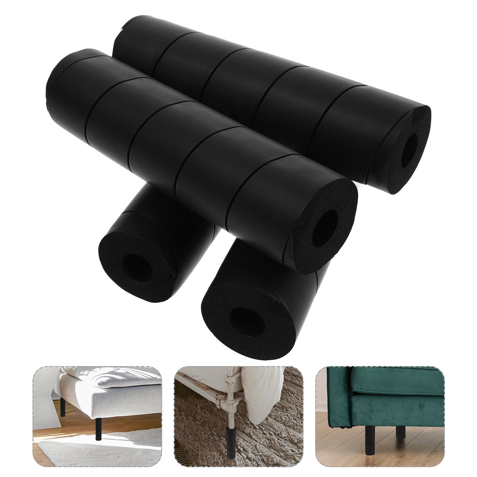 WHAMVOX 4Set Bed Frame Legs Replacement Cylindrical Black Foam for ...