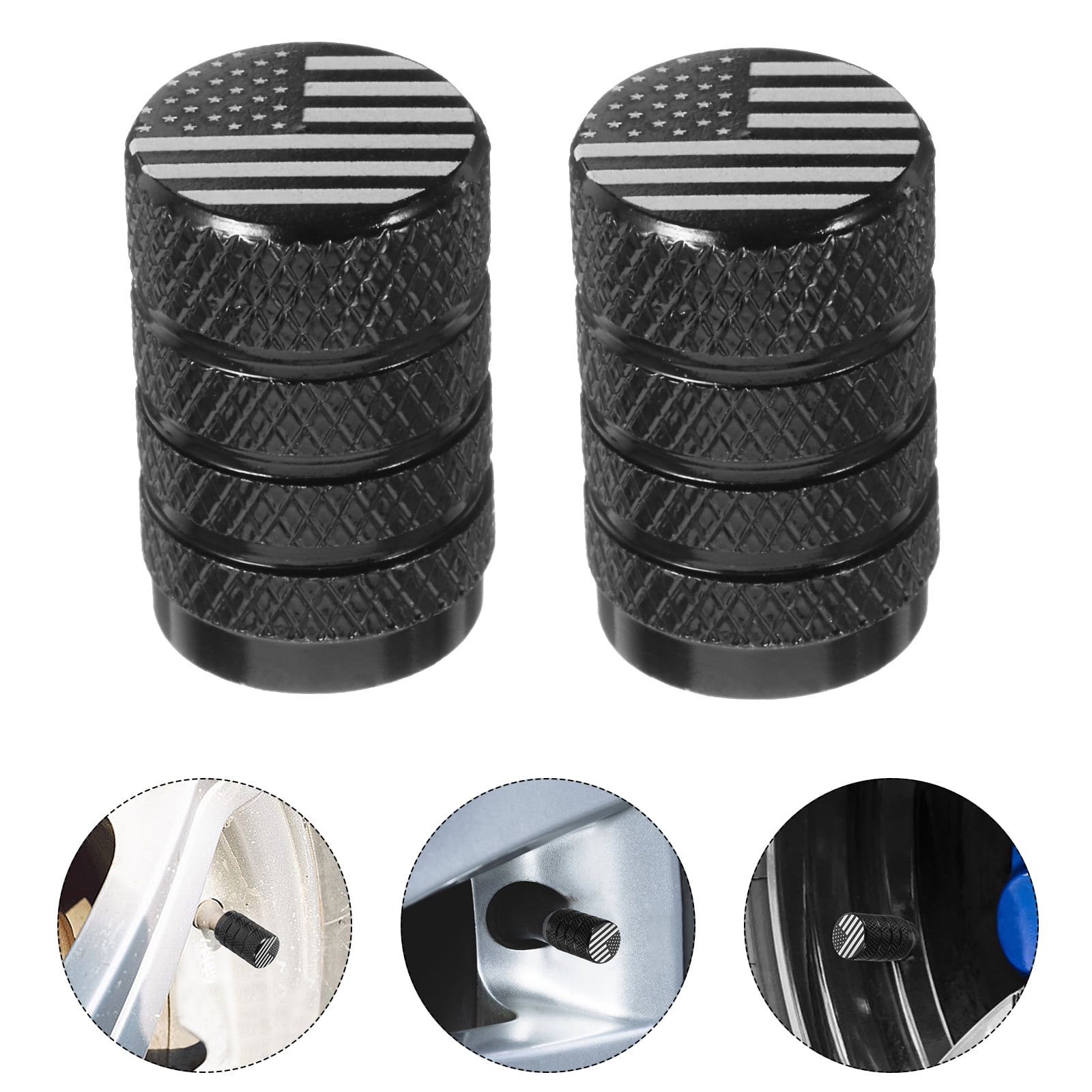 WHAMVOX 4pcs American Flag Pattern Car Tire Valve Caps for Air Nozzles ...