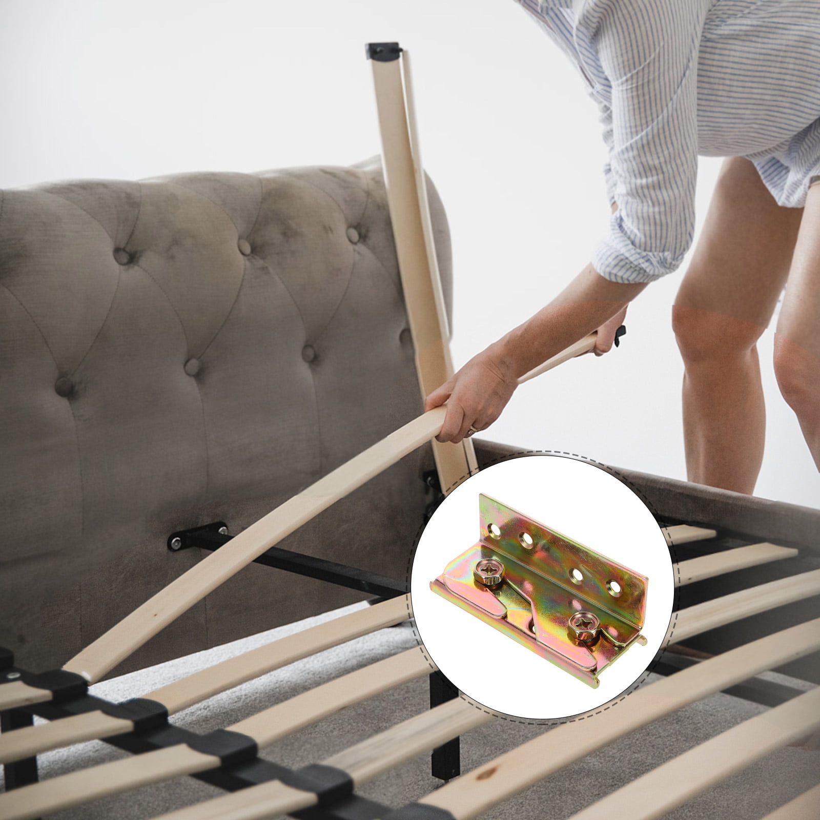 WHAMVOX 4pcs Bed Frame Hardware Rail Brackets for Wooden Frames with ...