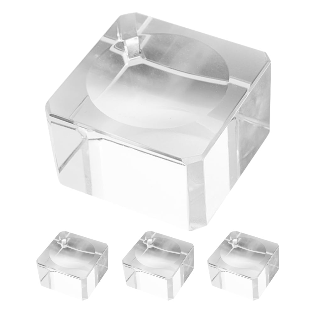 WHAMVOX 4pcs Clear Concave Square Crystal Display Stand Stable Display Holder Sphere Showing ...