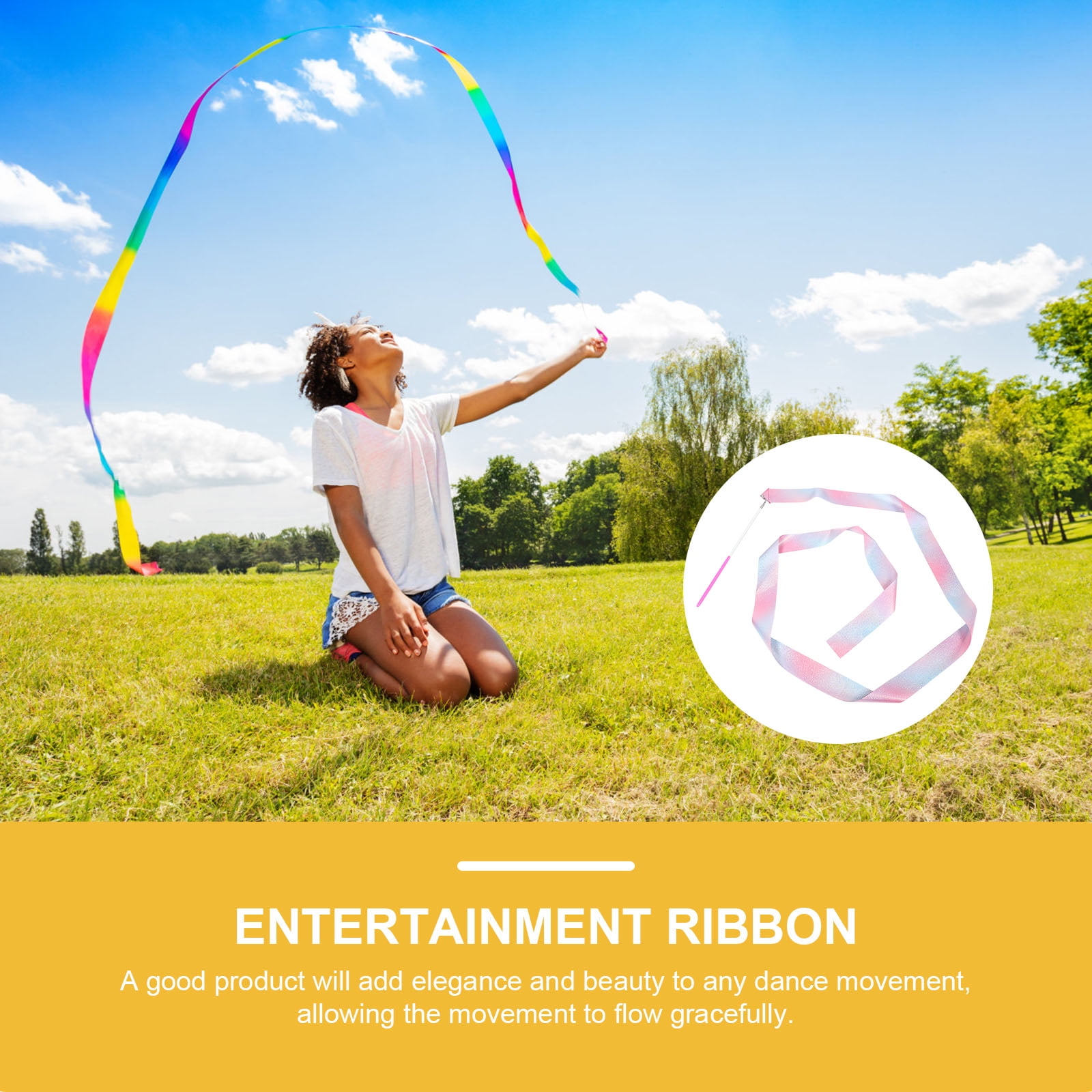 WHAMVOX 4pcs Dance Ribbon Long Flowing Gymnastics Streamer with ...