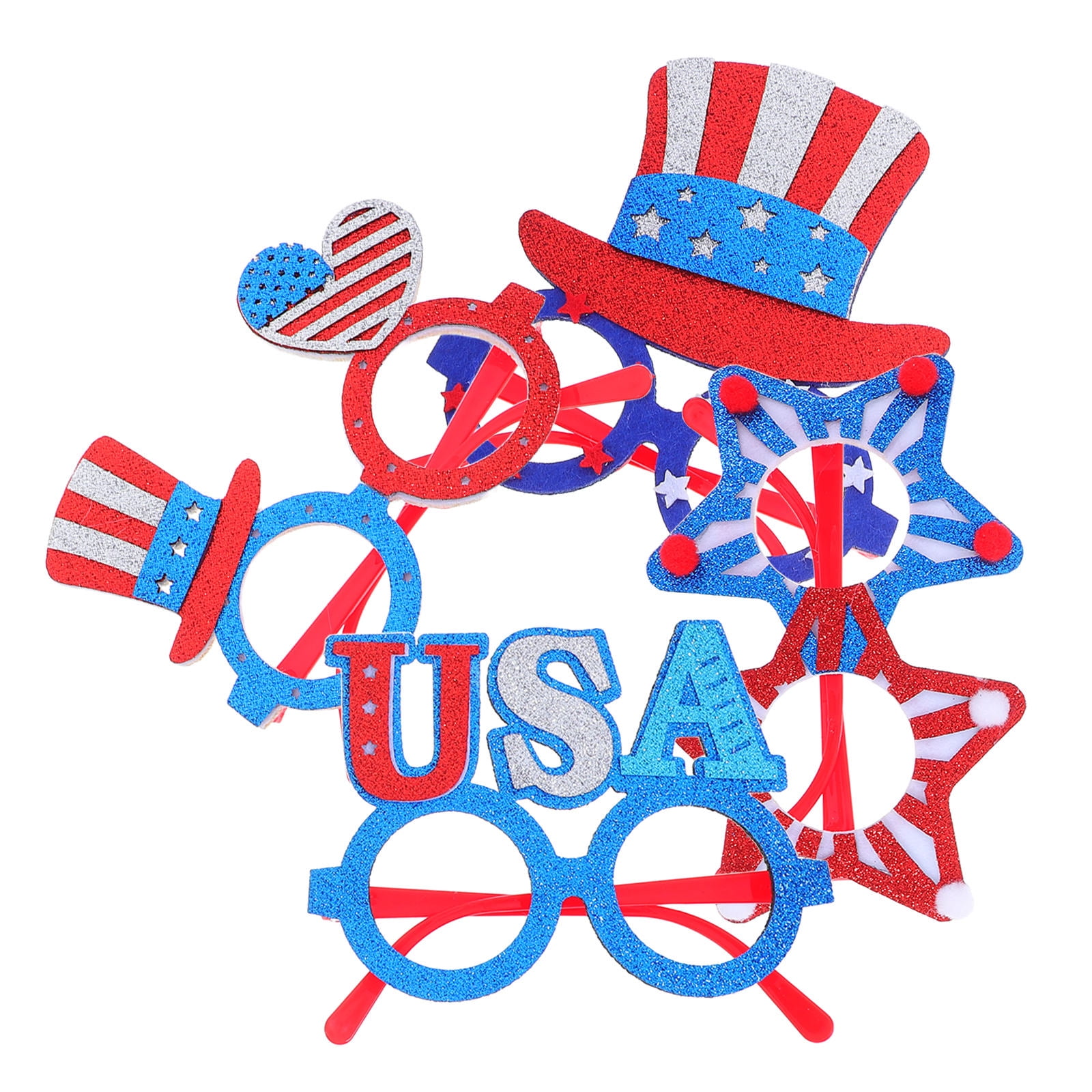 WHAMVOX 4pcs Independence Day Glasses USA Flag Design Party Eyewear ...