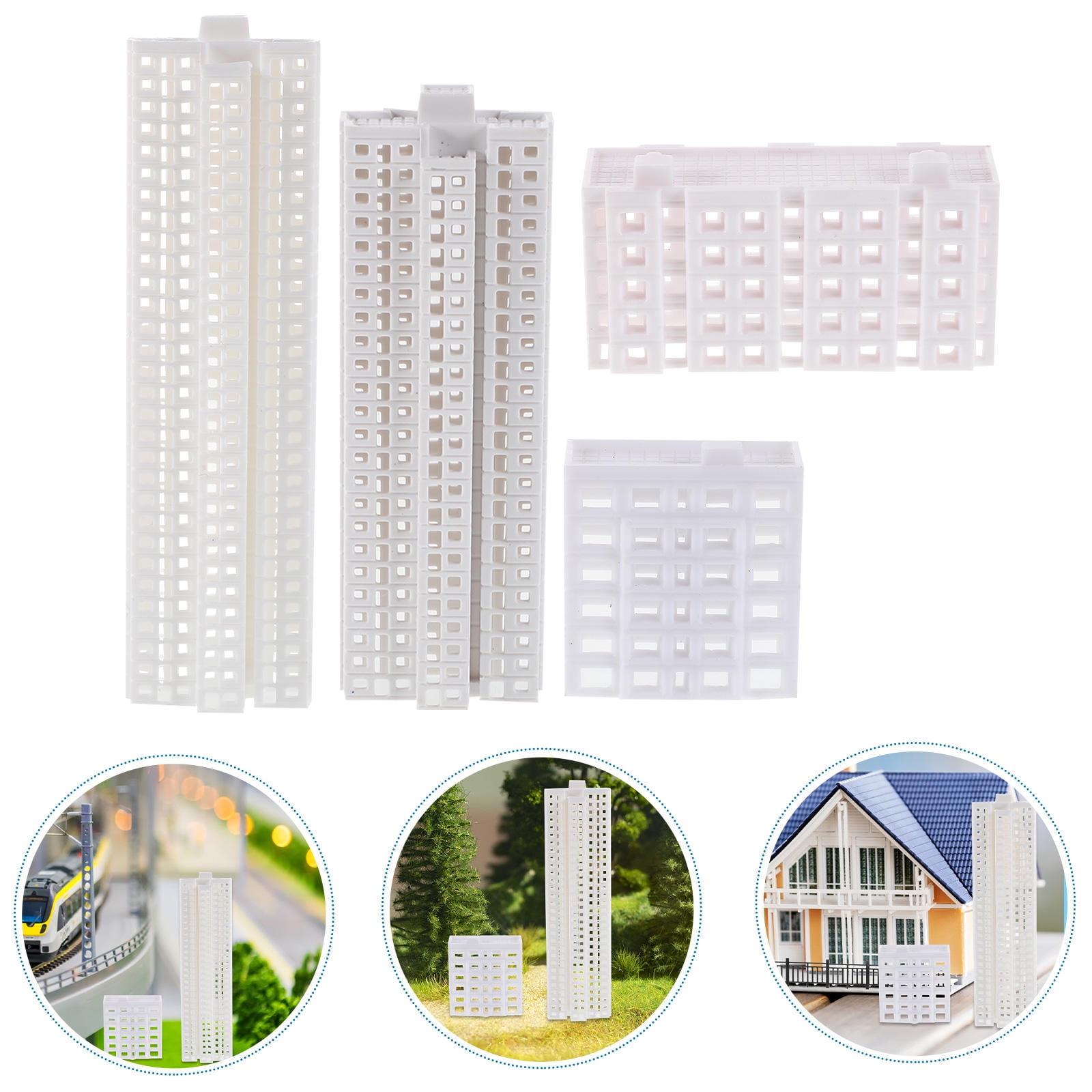 WHAMVOX 4pcs Miniature Architectural Model Sand Table High-Rise ...