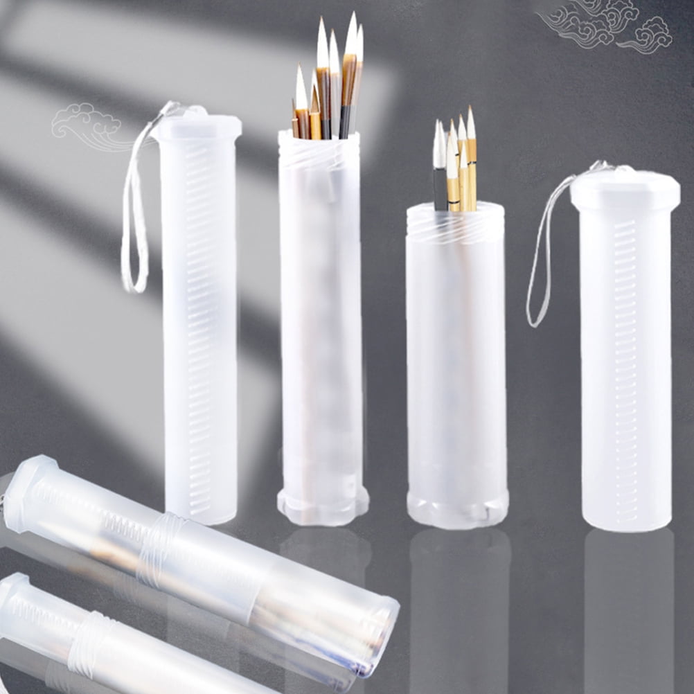 WHAMVOX 4pcs Portable Extendable Brush Storage Case Clear Plastic Tube ...