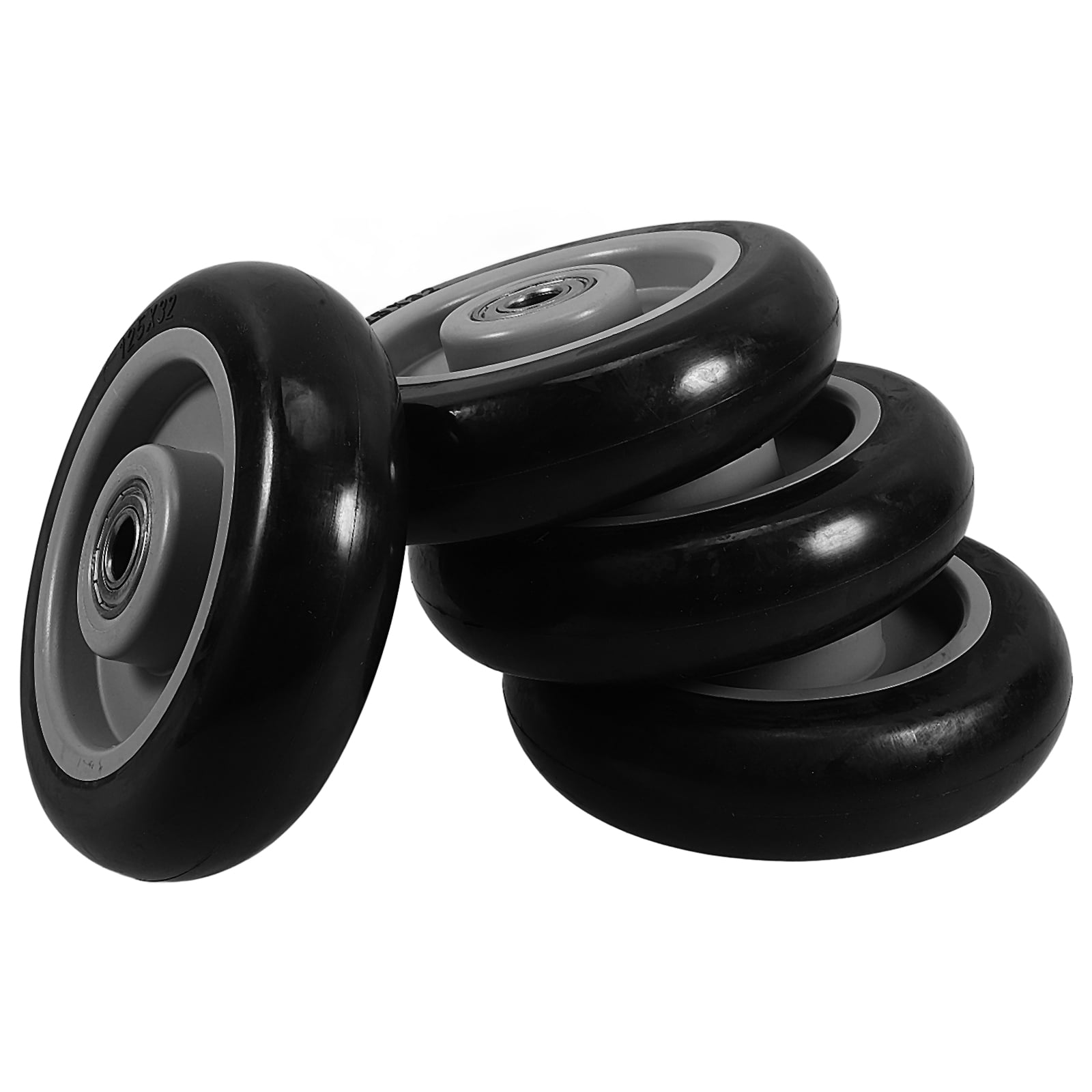 HOOWIFFY 4-Pack Black Utility Cart Replacement Wheels Wear-Resistant ...