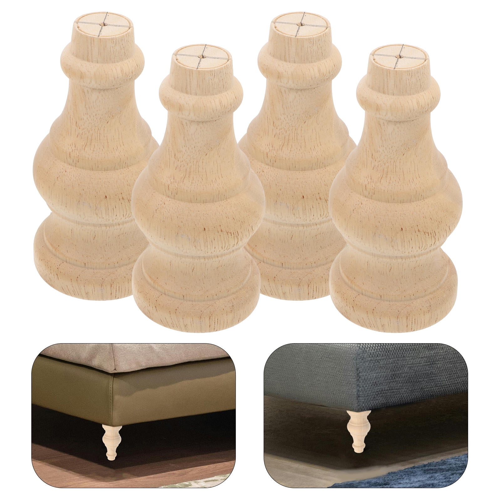 WHAMVOX 4pcs Unfinished Wooden Furniture Legs Replacement Sofa Legs ...
